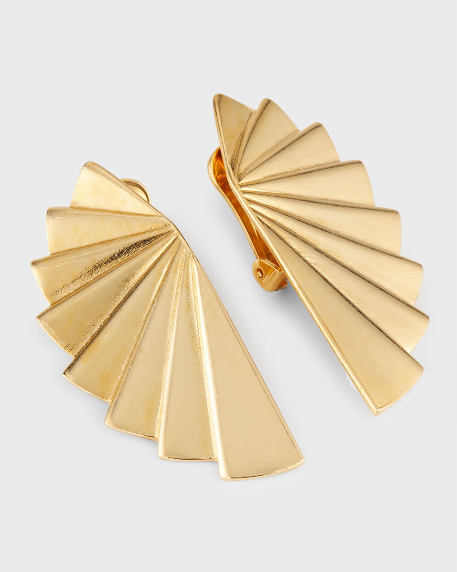 Ben-Amun 24k Gold Electroplated Fan Clip-On Earrings | Neiman Marcus