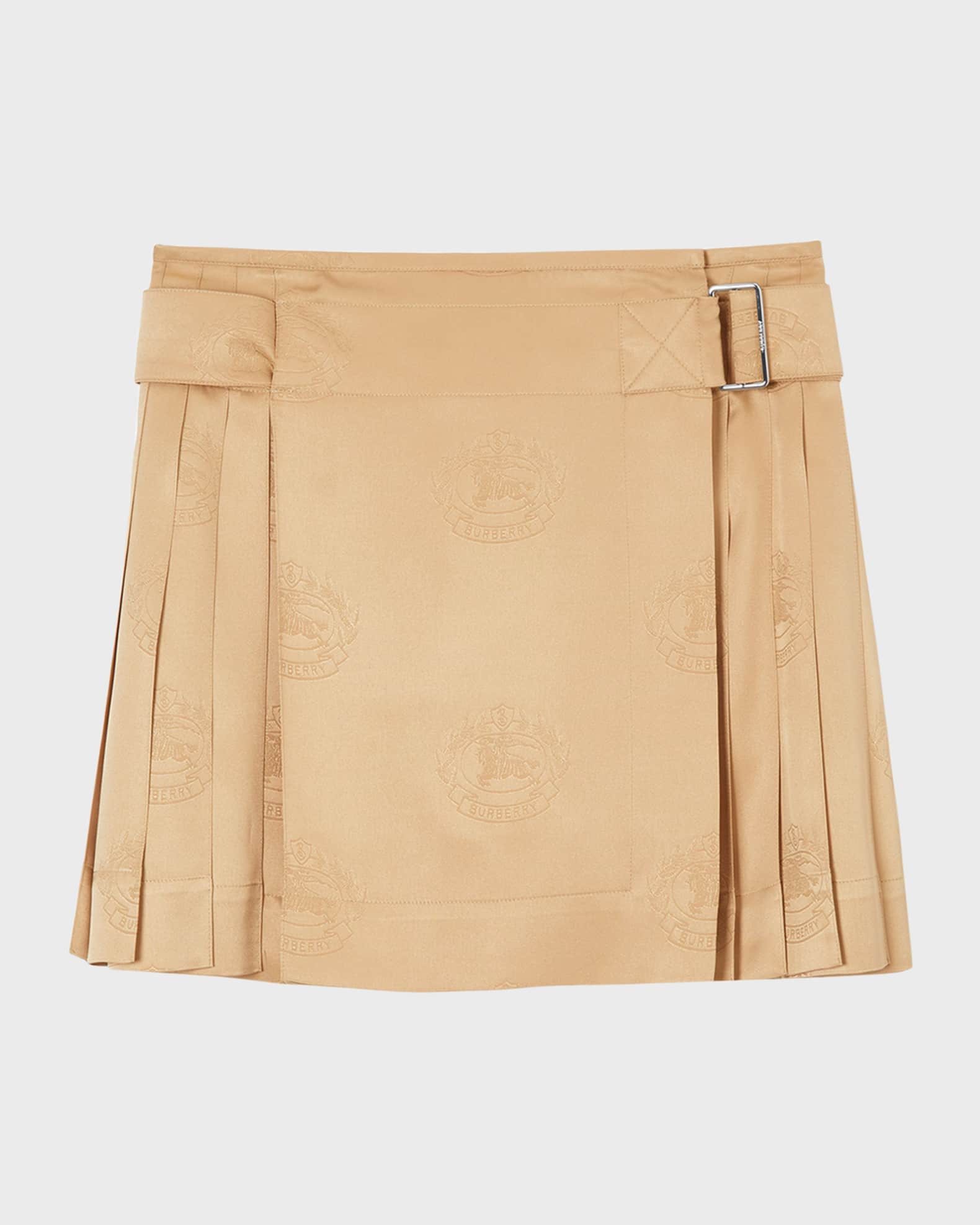 Burberry Petula EKD Silk Jacquard Pleated Mini Wrap Skirt | Neiman Marcus