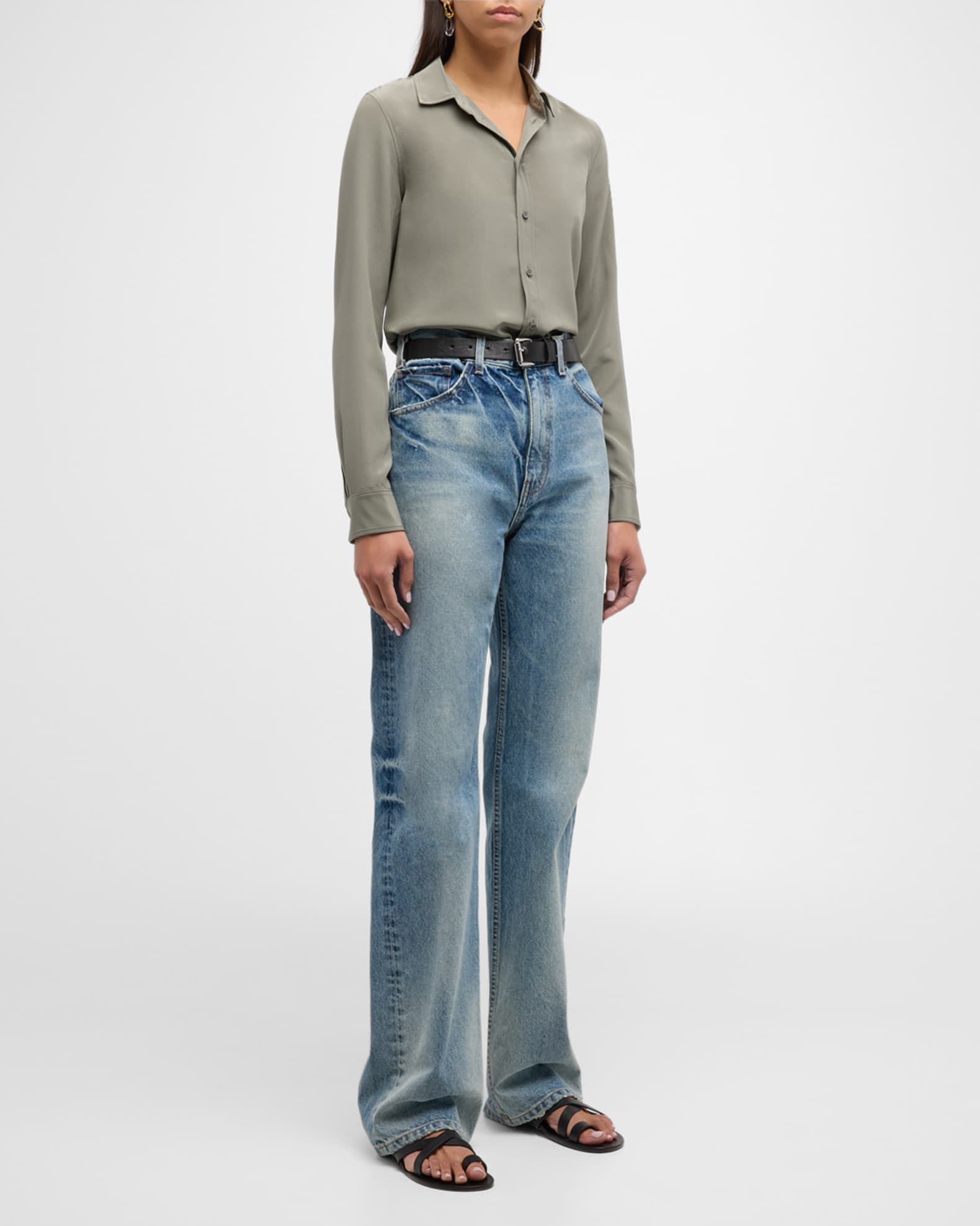 Nili Lotan Gaia Silk Button-Front Shirt | Neiman Marcus