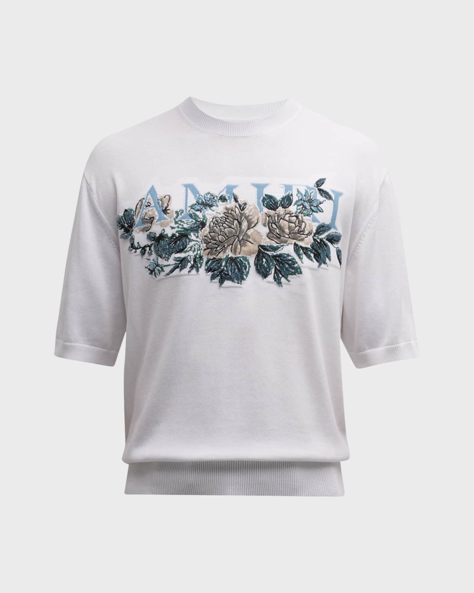 Amiri Men's Embroidered Floral Logo T-Shirt | Neiman Marcus