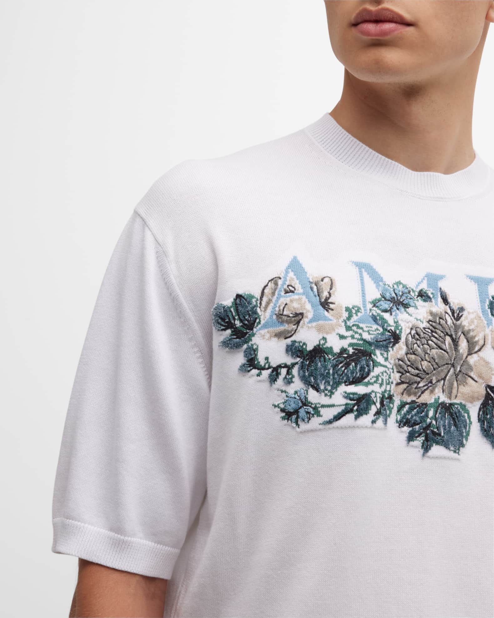 Amiri Men's Embroidered Floral Logo T-Shirt | Neiman Marcus