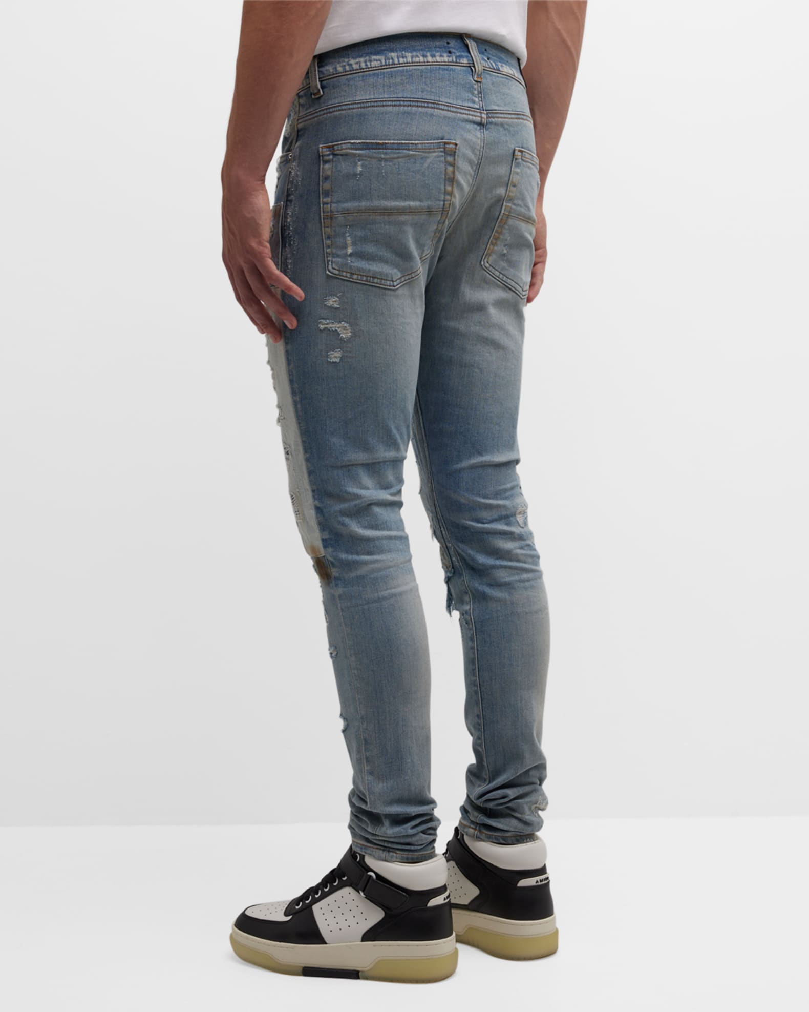 Amiri Men's Artisanal Ripped Skinny Jeans | Neiman Marcus