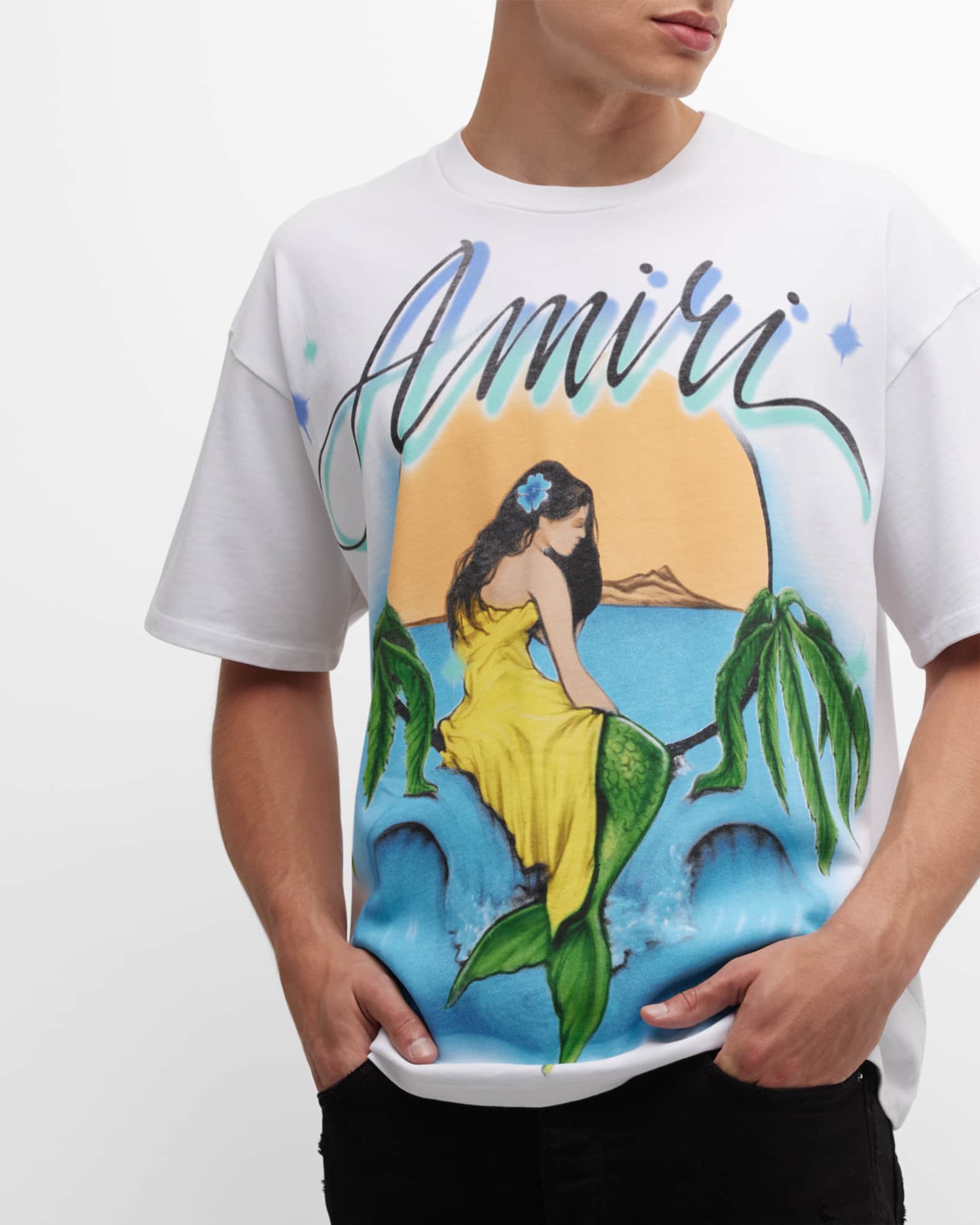 Amiri Men's Airbrushed Mermaid T-Shirt | Neiman Marcus
