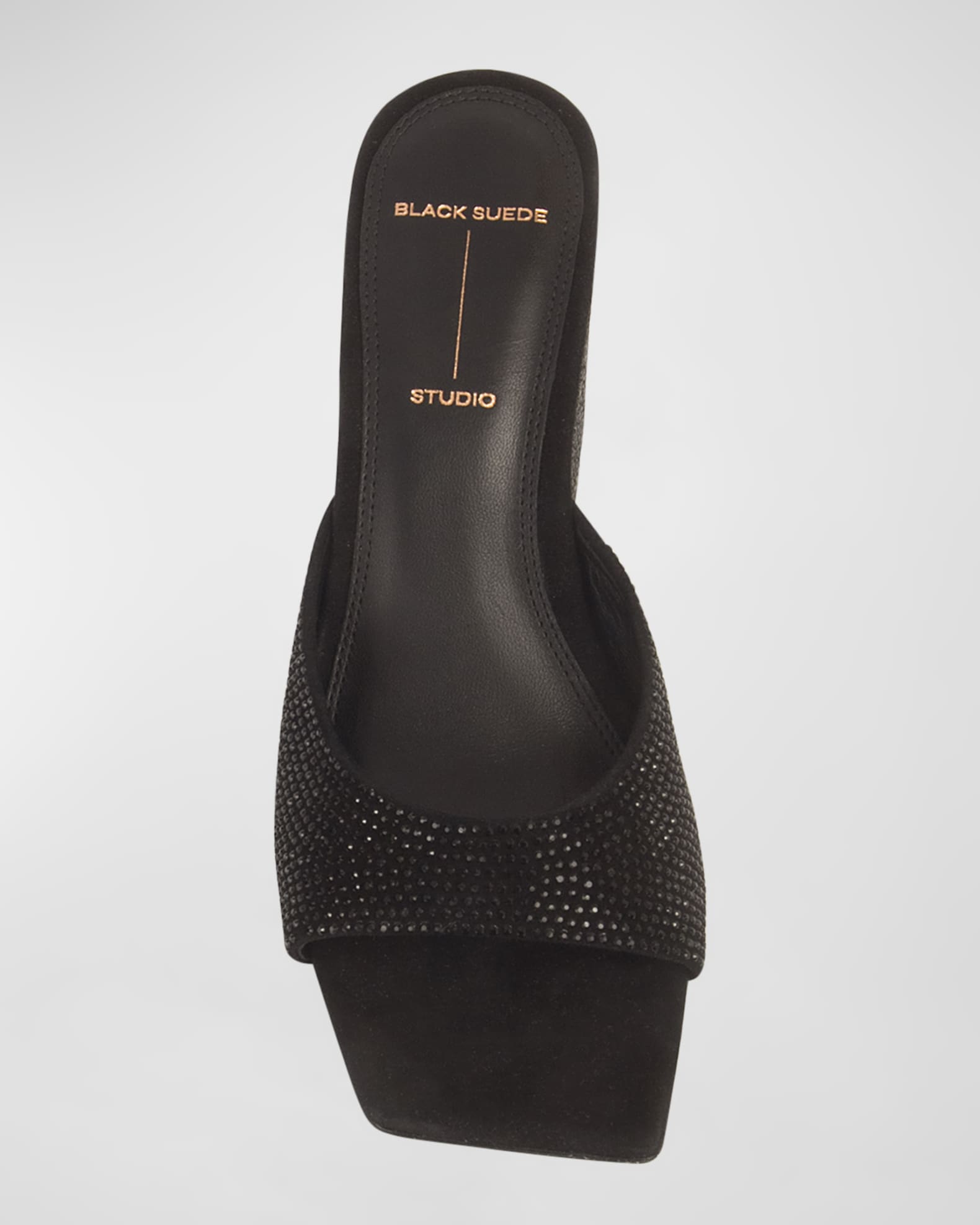 Black Suede Studio Crystal Suede Slide Wedge Sandals | Neiman Marcus