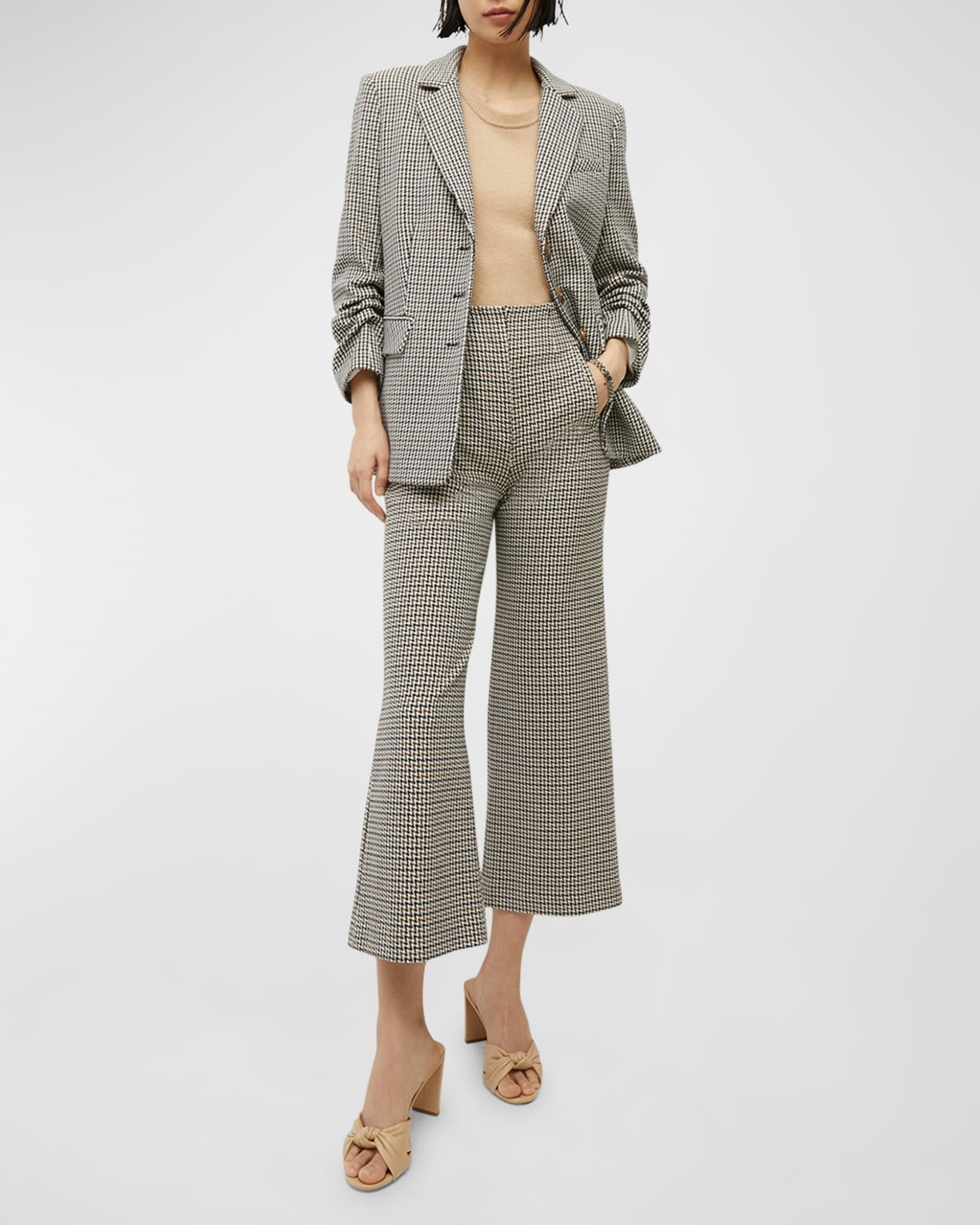 Veronica Beard Dova Houndstooth Wide-Leg Pants | Neiman Marcus