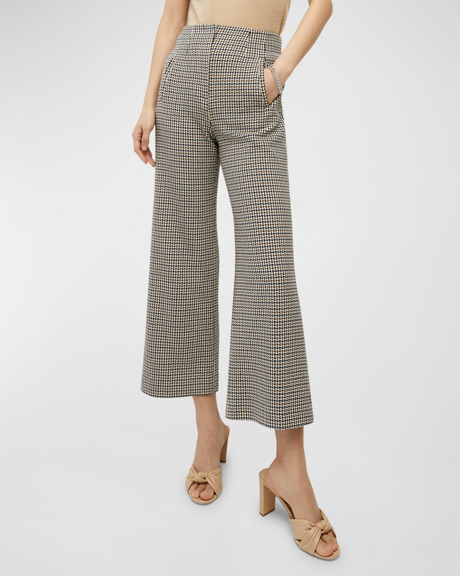 Veronica Beard Dova Houndstooth Wide-Leg Pants | Neiman Marcus