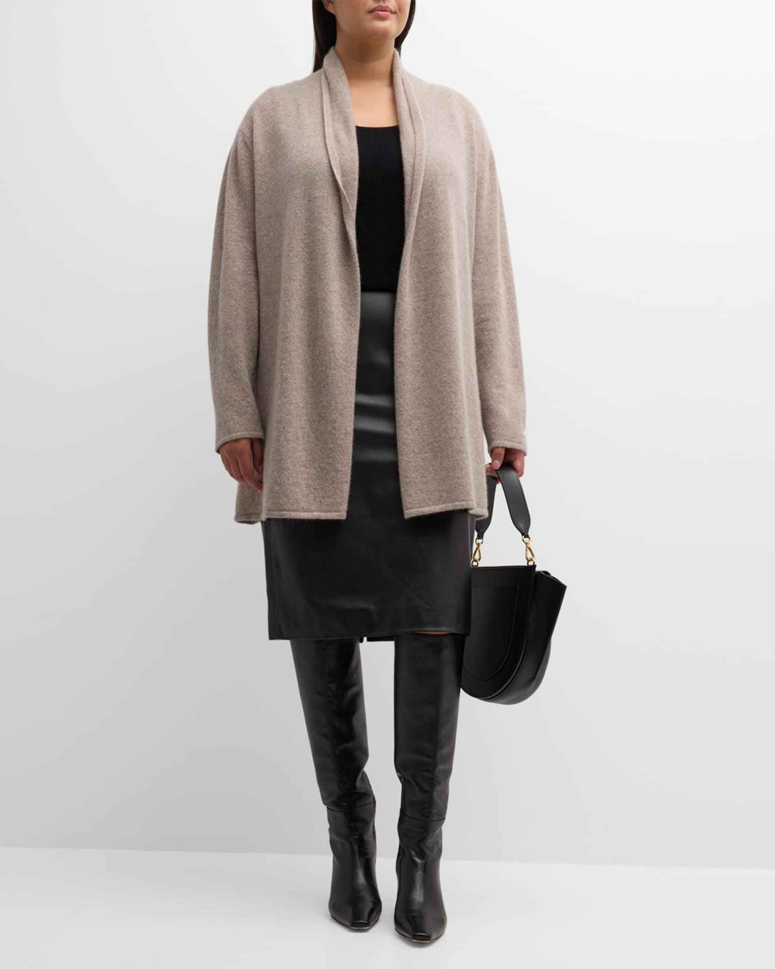 Neiman Marcus Cashmere Collection Plus Size Cashmere Open Cardigan ...