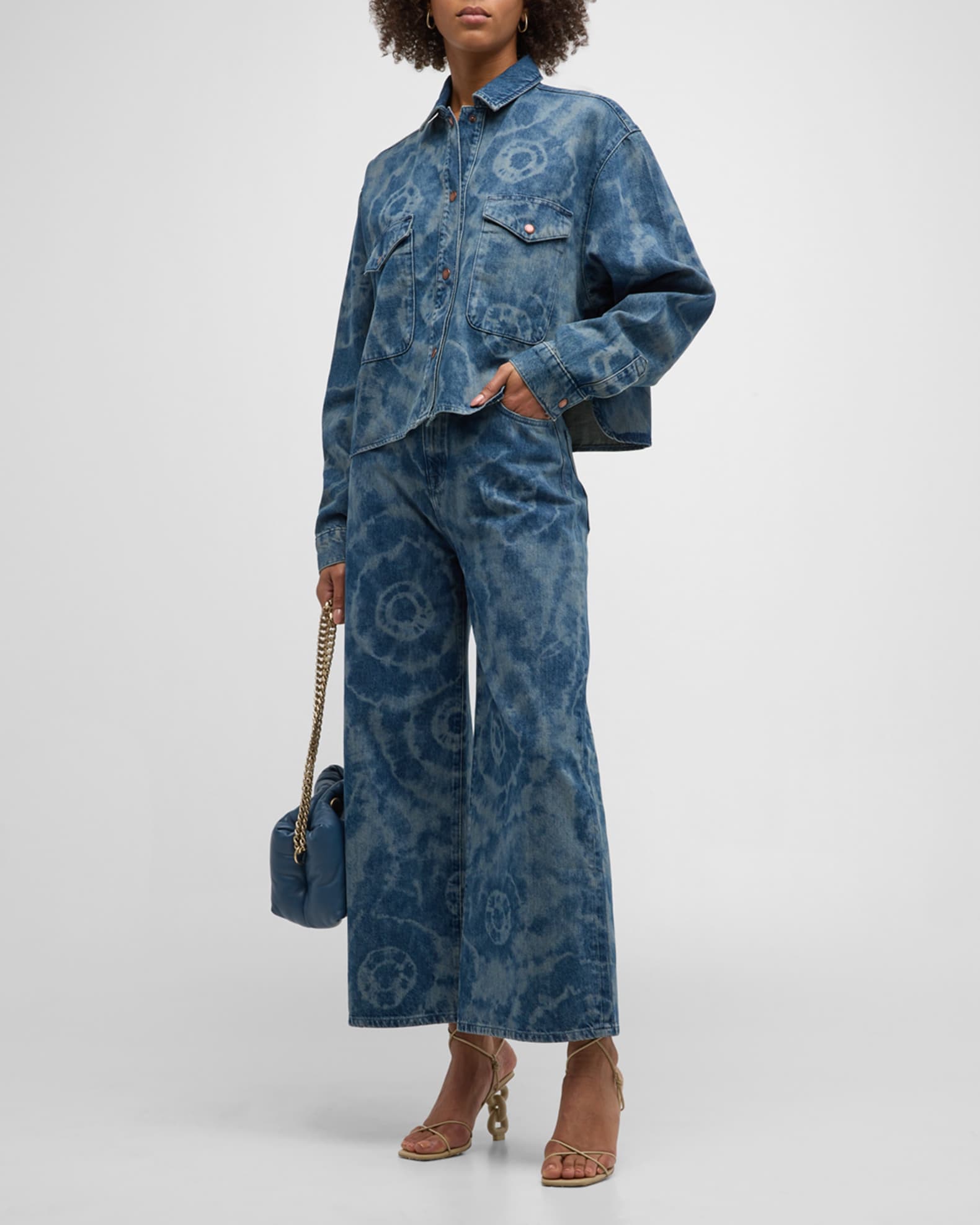 Triarchy Ms Castro Cropped Oversized Denim Shirt | Neiman Marcus