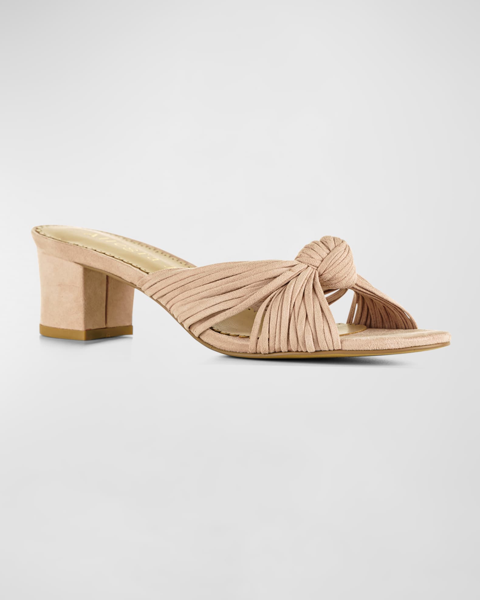 Allegra James Sophie Knotted Block-Heel Mules | Neiman Marcus