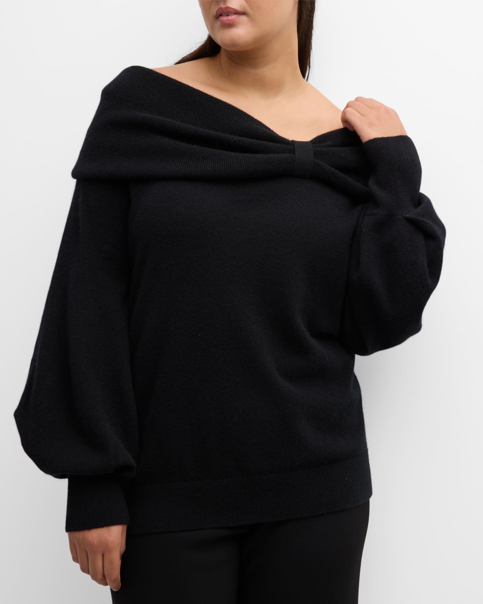 Neiman Marcus Cashmere Collection Plus Size Cashmere Off-Shoulder ...