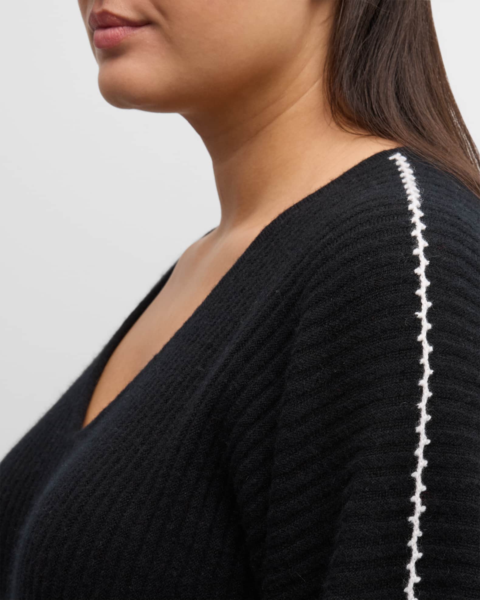 Neiman Marcus Cashmere Collection Plus Size Cashmere Ribbed Sweater ...