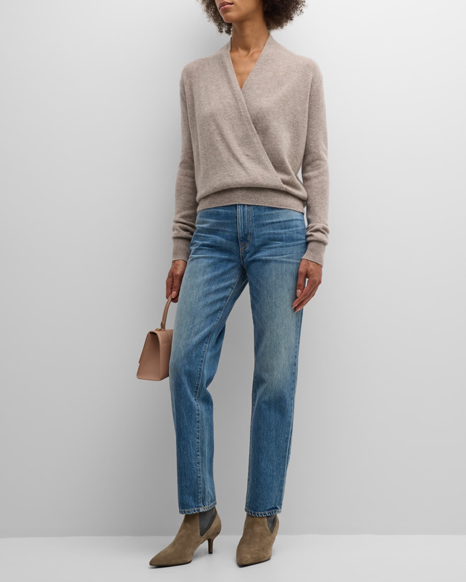 Neiman Marcus Cashmere Collection Cashmere Faux Wrap Sweater | Neiman ...