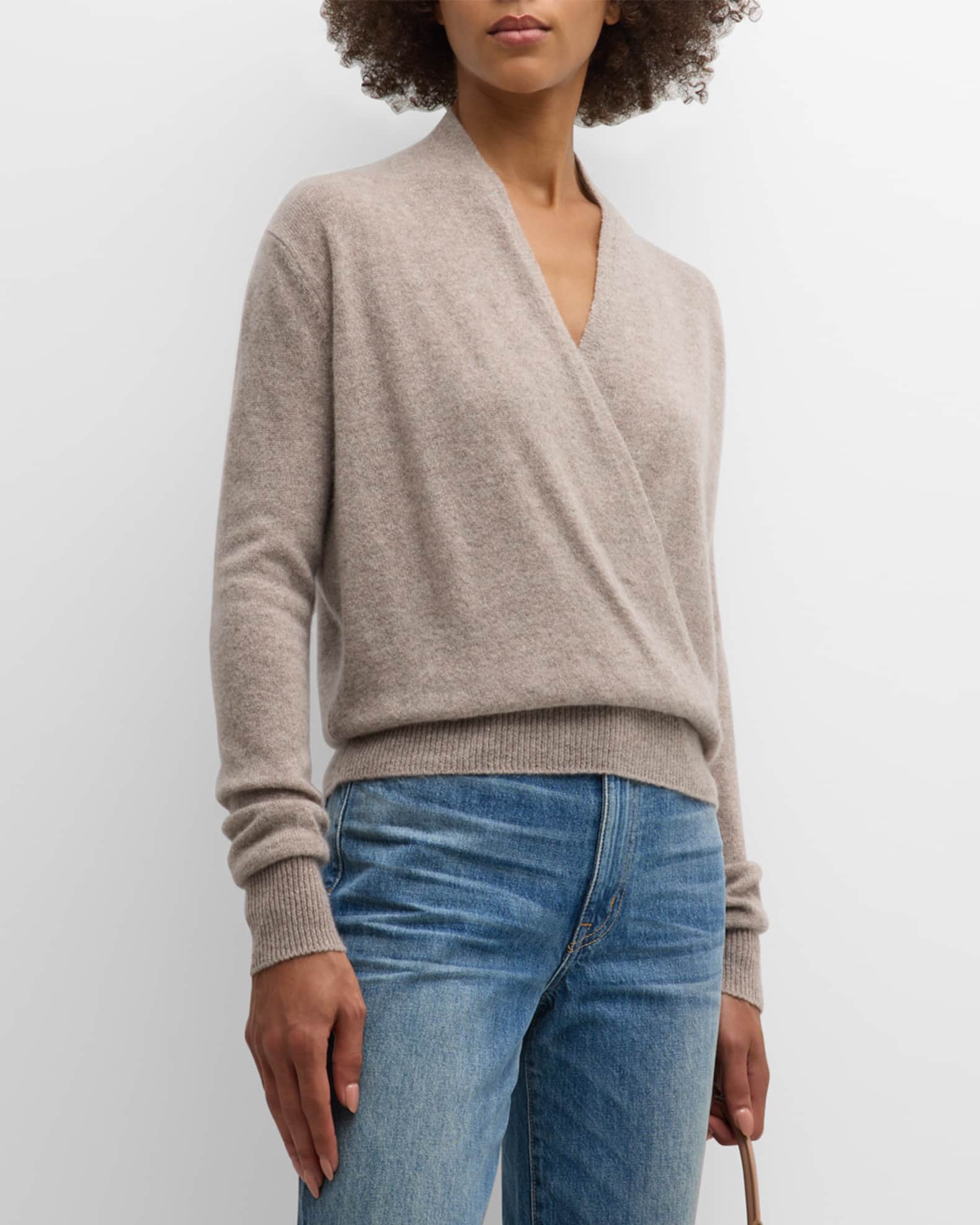 Neiman Marcus Cashmere Collection Cashmere Faux Wrap Sweater | Neiman ...
