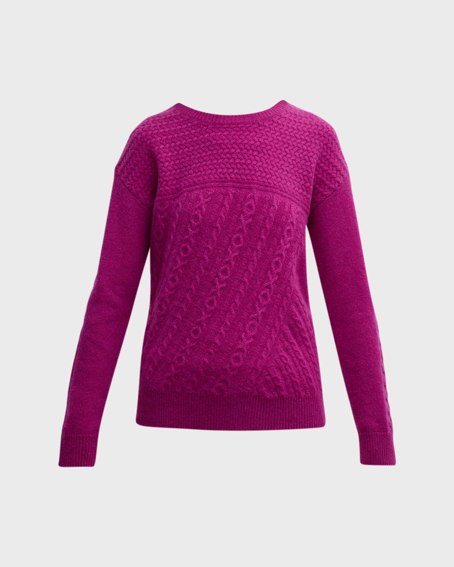 Neiman Marcus Cashmere Collection Cashmere Mixed Cable Knit Sweater