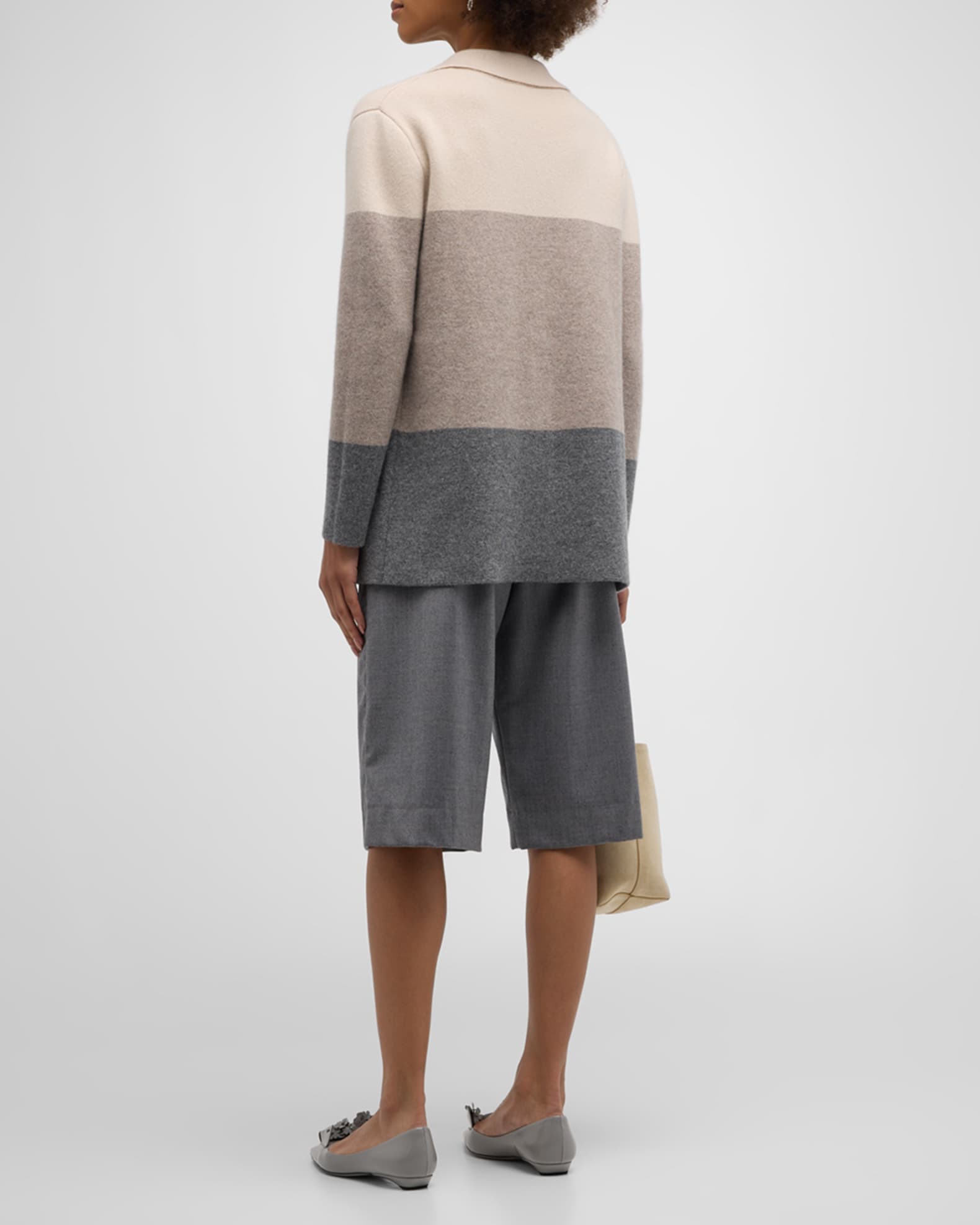 Neiman Marcus Cashmere Collection Cashmere Double-Knit Colorblock Shirt ...