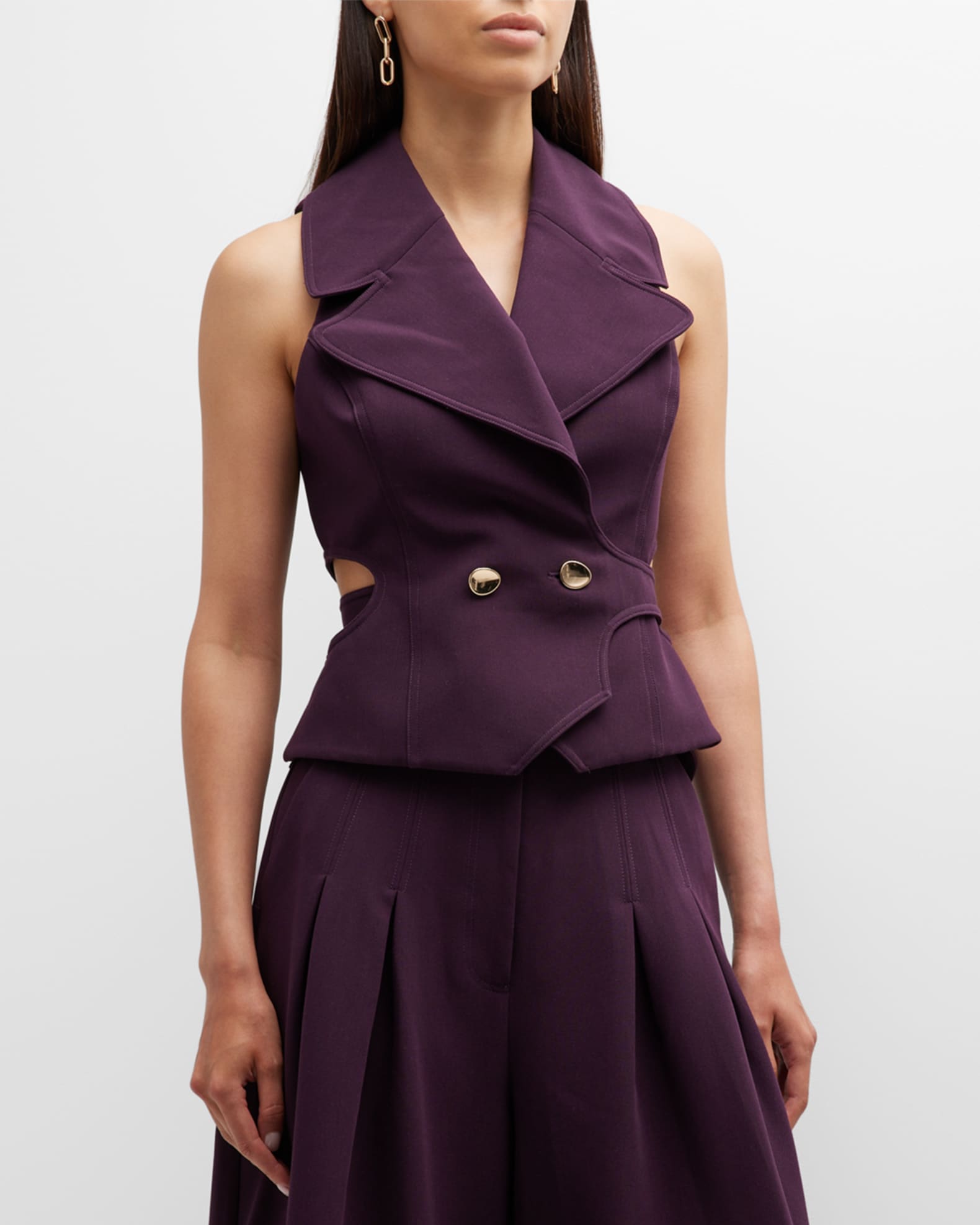 Acler Myrnam Double-Breasted Cutout Top | Neiman Marcus