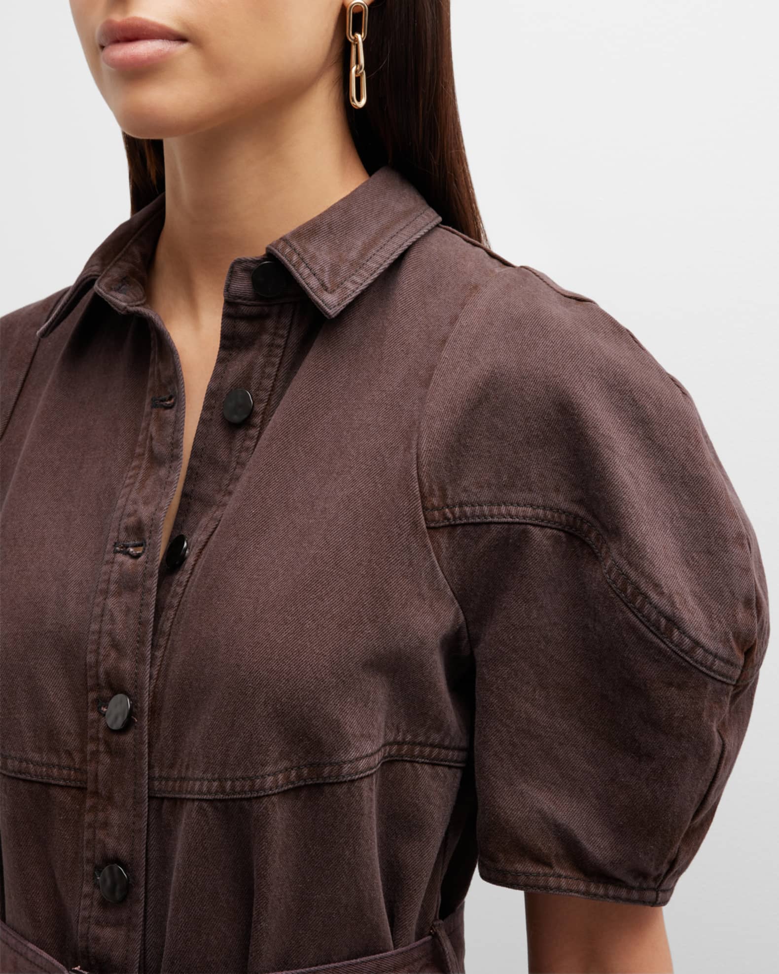 Acler Hawkin Denim Mini Shirtdress | Neiman Marcus