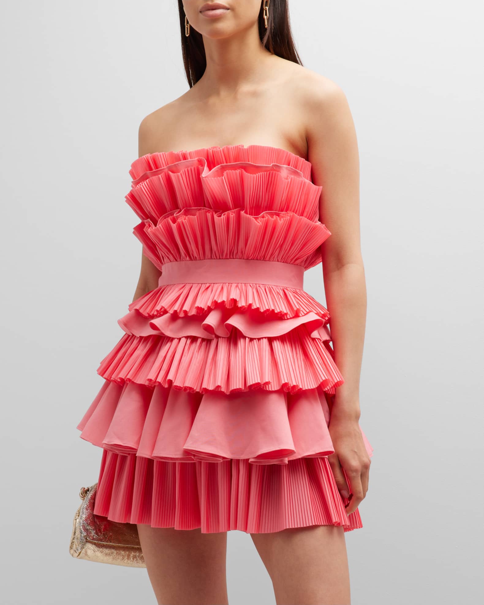 Acler Elsher Strapless Ruffled Mini Dress | Neiman Marcus