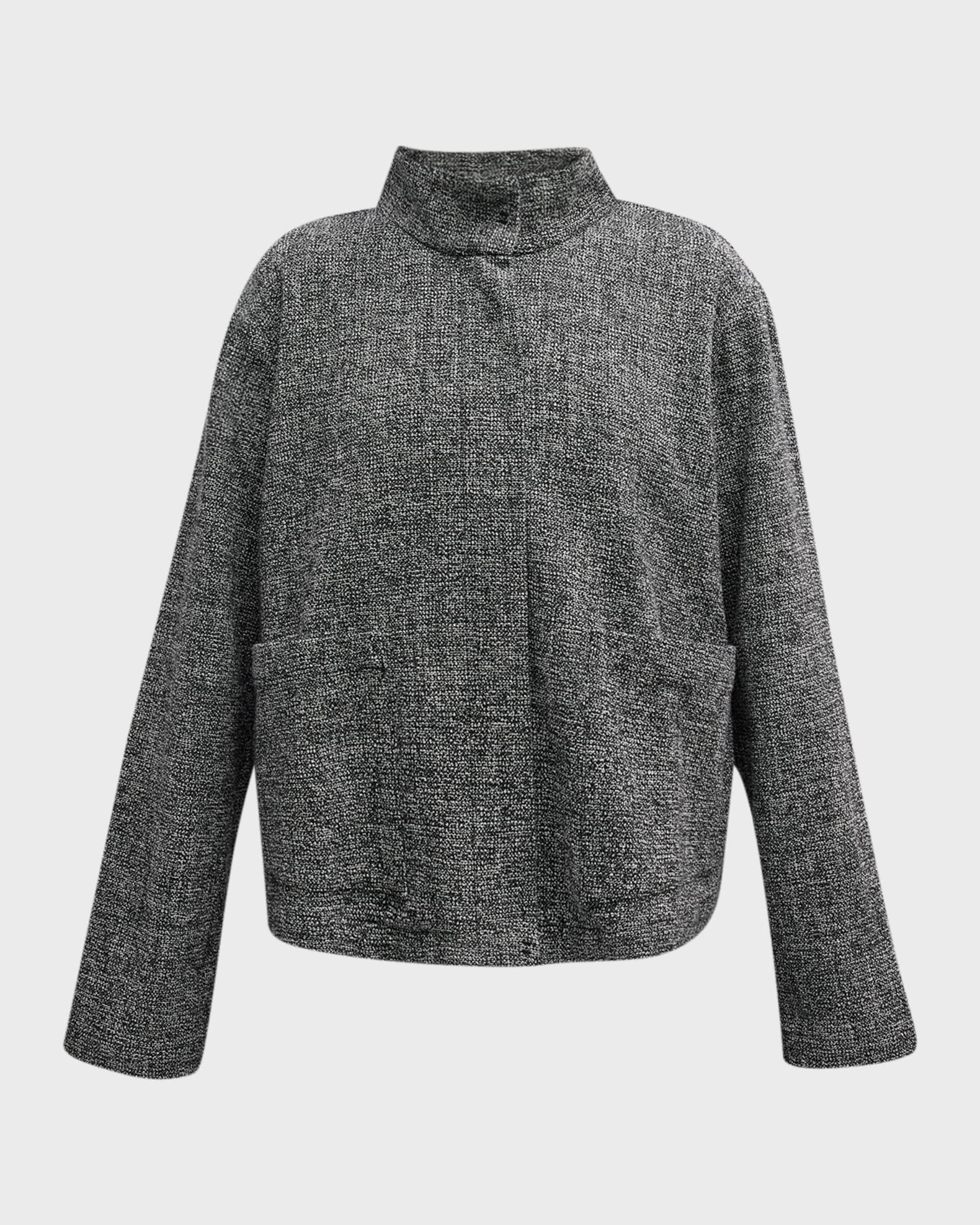 Eileen Fisher Petite Heathered Zip-Front Tweed Jacket | Neiman Marcus