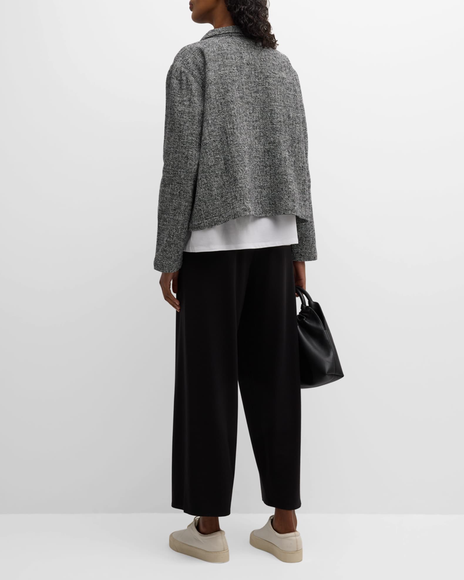 Eileen Fisher Petite Heathered Zip-Front Tweed Jacket | Neiman Marcus