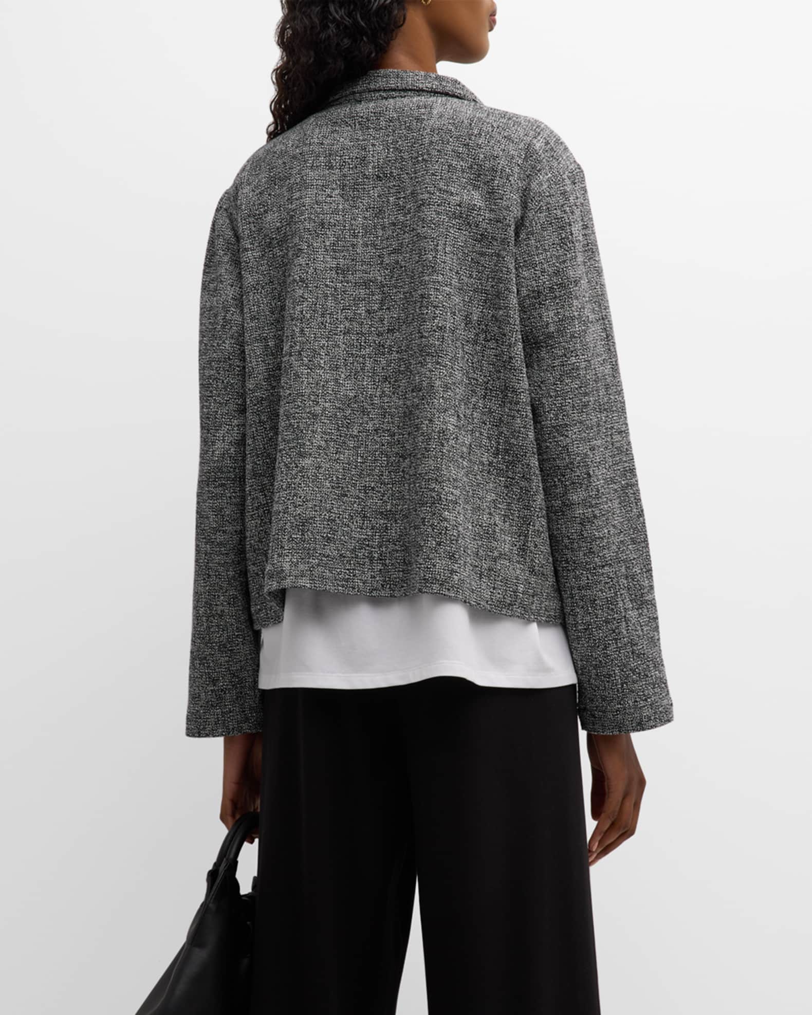 Eileen Fisher Petite Heathered Zip-Front Tweed Jacket | Neiman Marcus