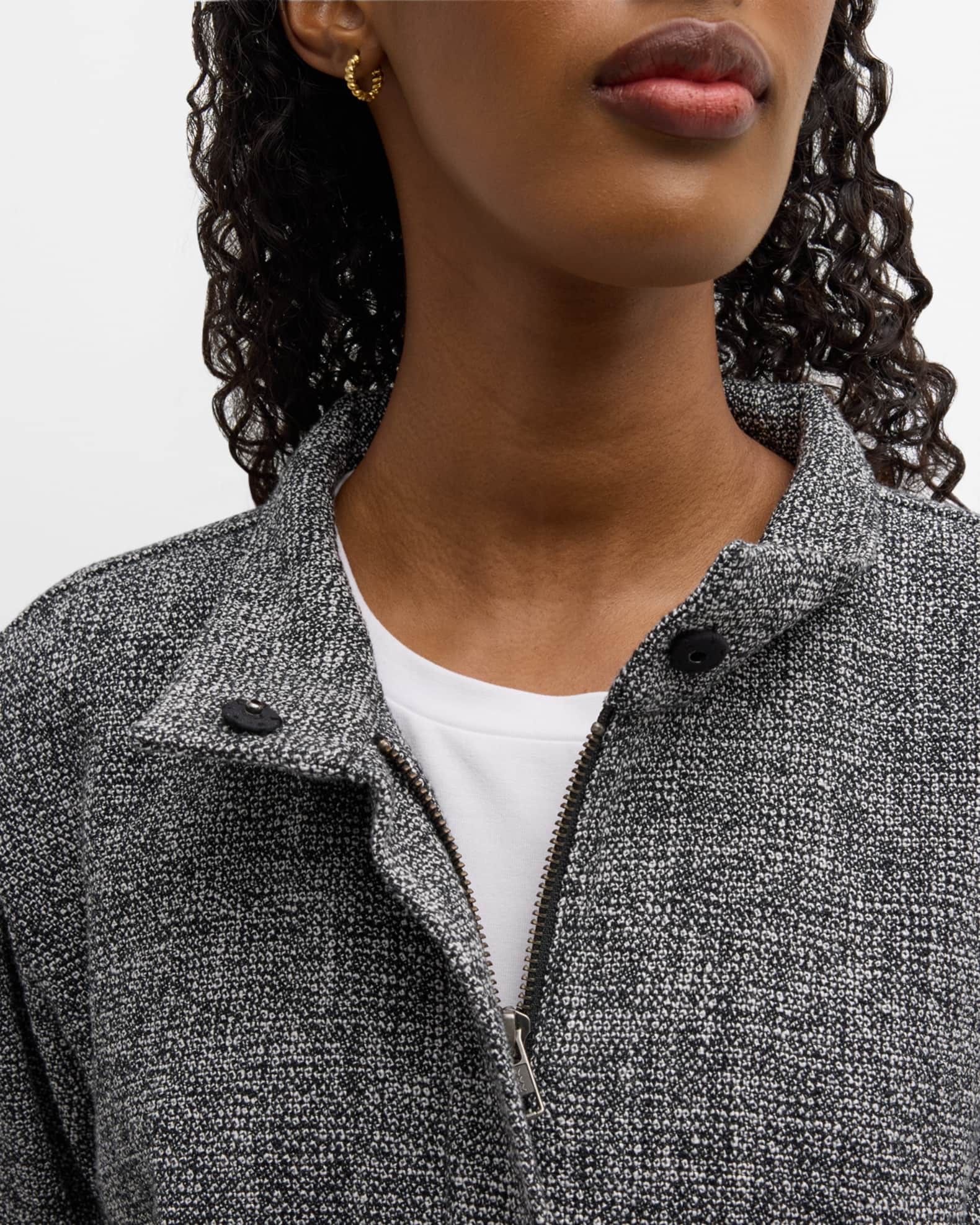 Eileen Fisher Petite Heathered Zip-Front Tweed Jacket | Neiman Marcus