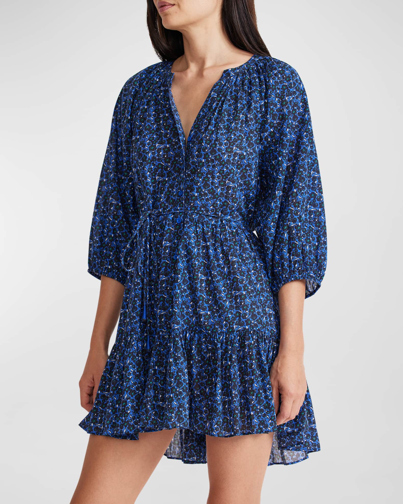 Apiece Apart Mitte Floral-Print Mini Dress | Neiman Marcus