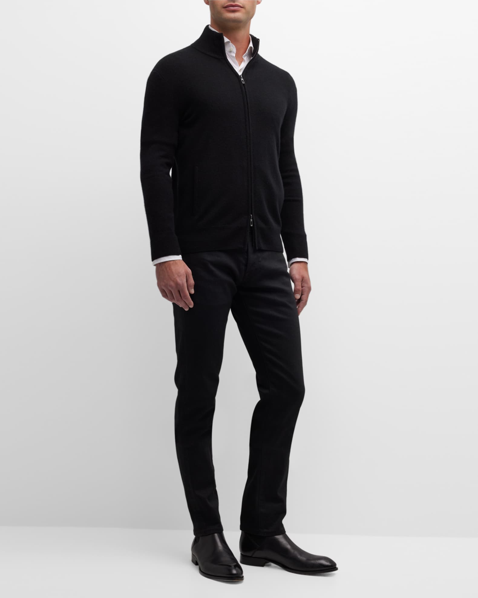 Neiman Marcus Cashmere Collection Mens Recycled Cashmere Full Zip