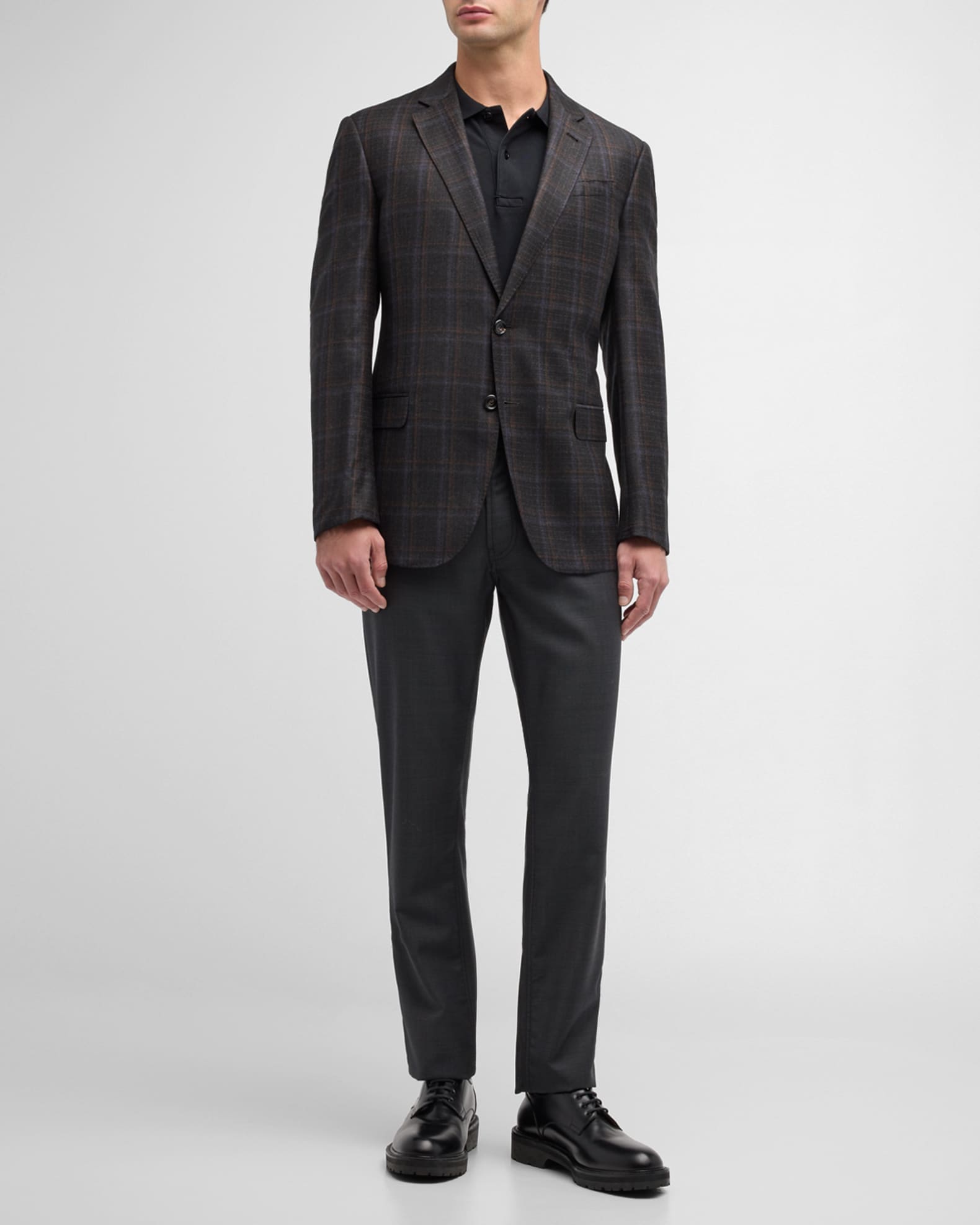 Emporio Armani Men's Windowpane Wool Dinner Jacket | Neiman Marcus