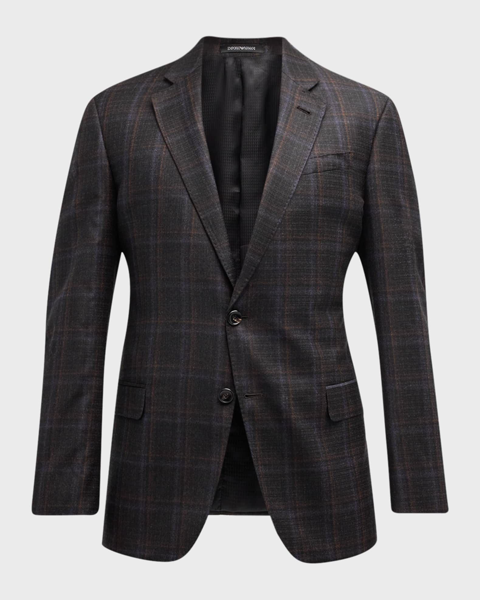 Emporio Armani Men's Windowpane Wool Dinner Jacket | Neiman Marcus