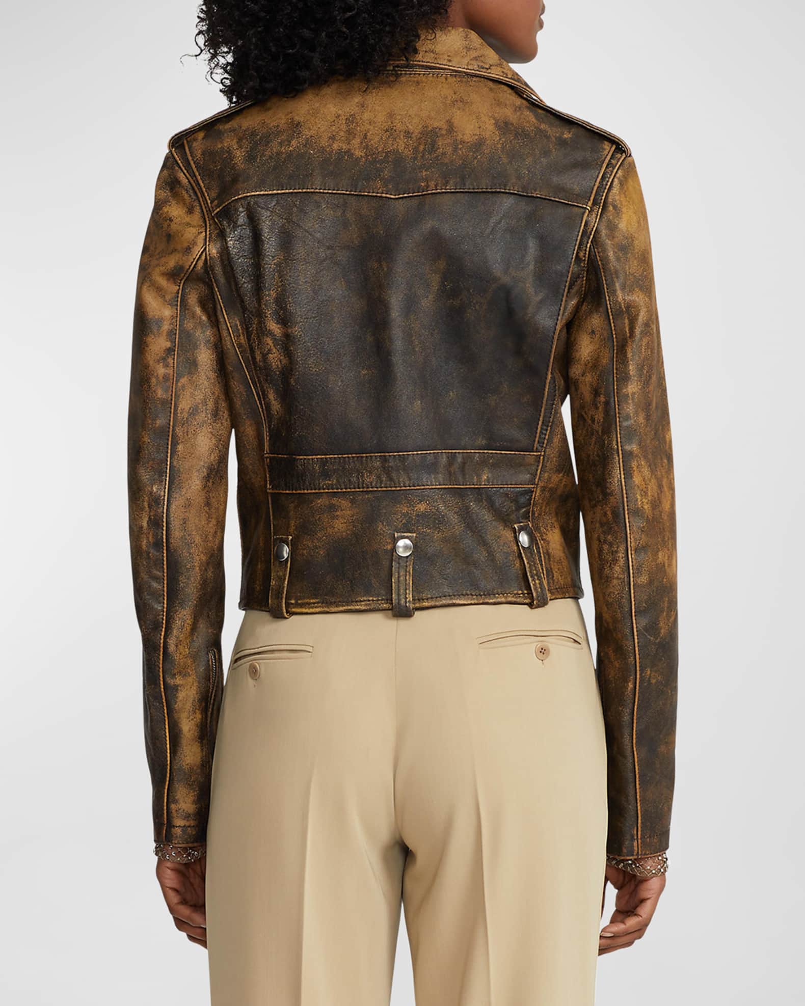 Ralph Lauren Collection Dwight Washed Leather Moto Jacket | Neiman Marcus