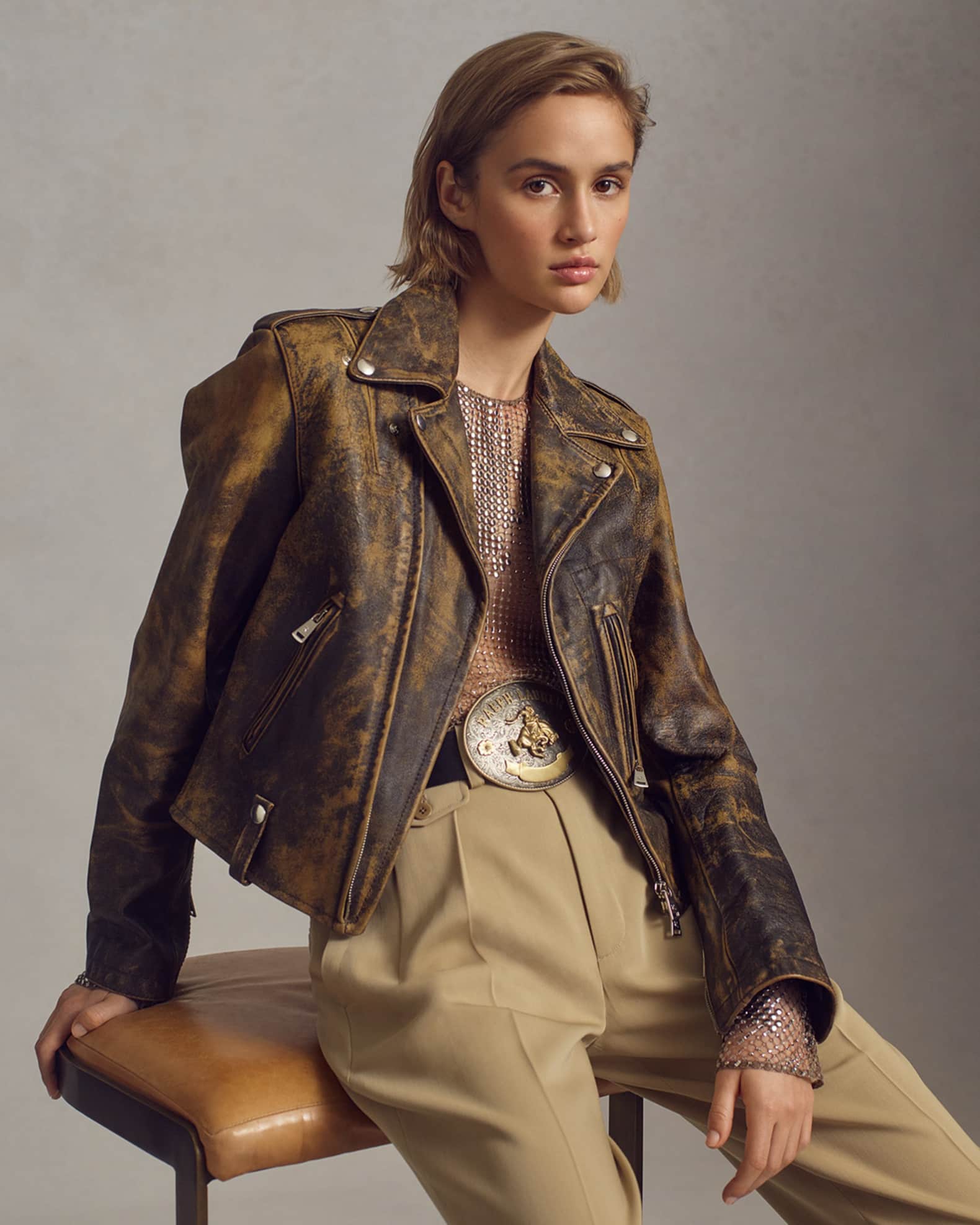 Ralph Lauren Collection Graison Pleated Straight-Leg Pants | Neiman Marcus