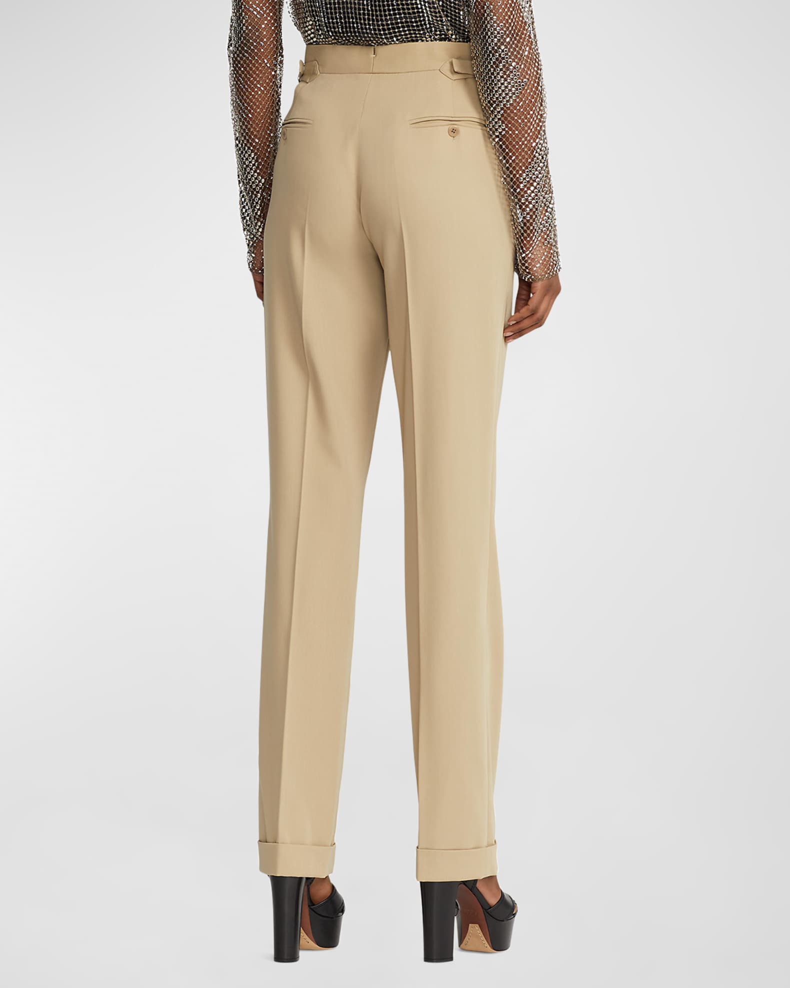 Ralph Lauren Collection Graison Pleated Straight-Leg Pants | Neiman Marcus