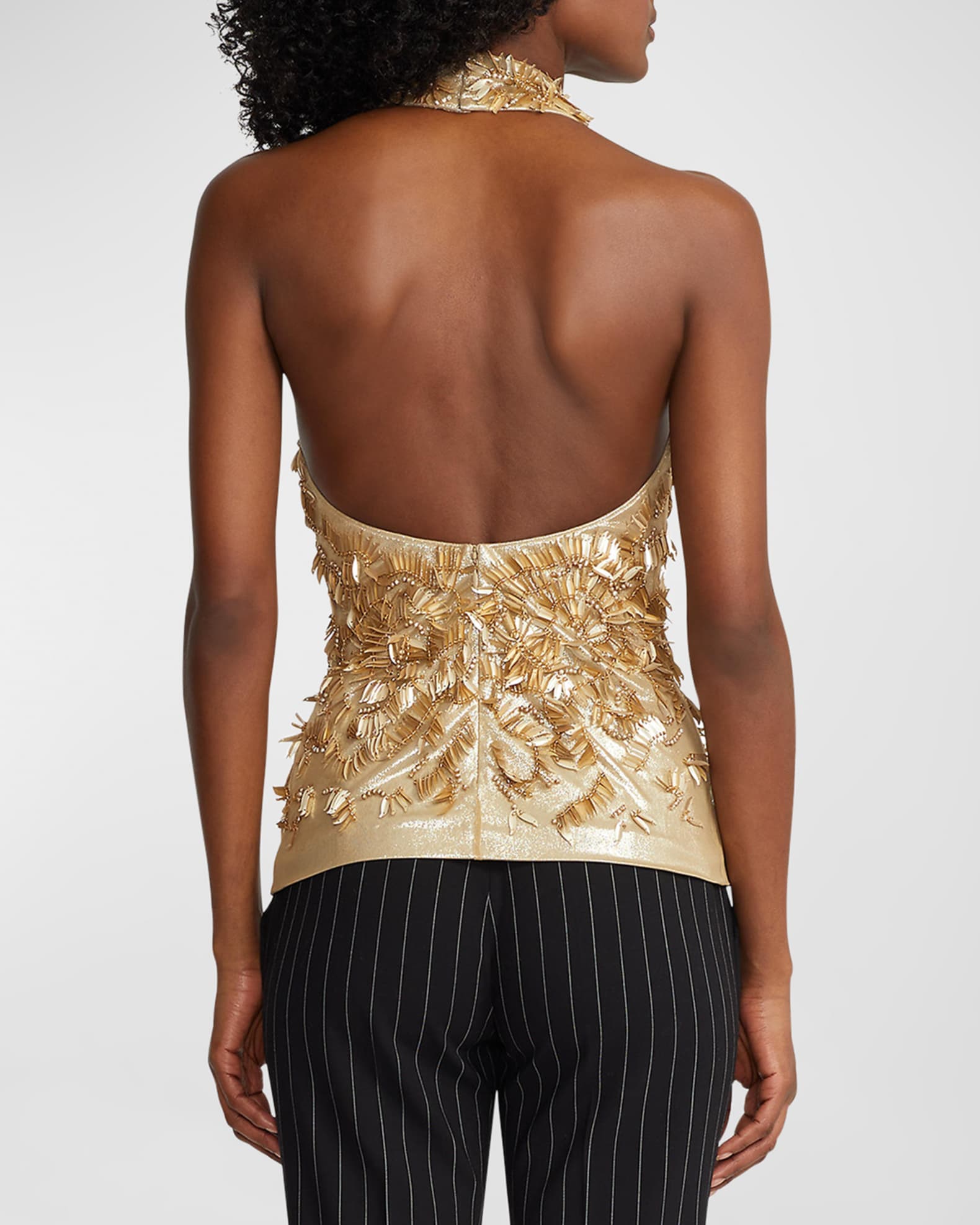 Ralph Lauren Collection Annike Embellished Halter Top | Neiman Marcus