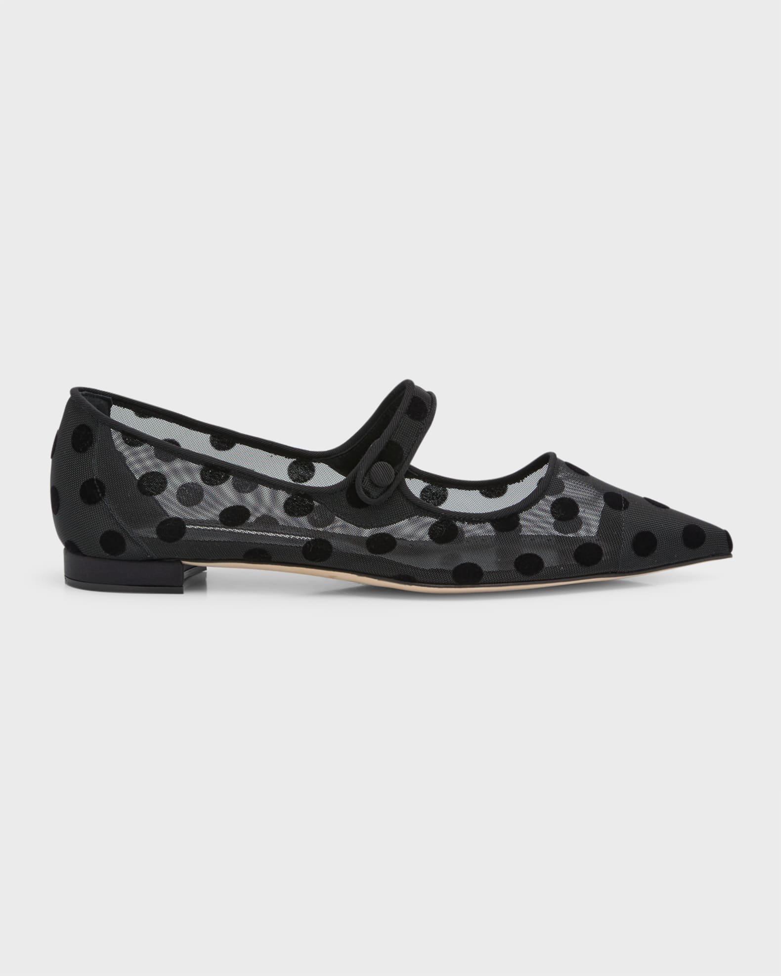 Manolo Blahnik Campari Dot Mesh Mary Jane Ballerina Flats | Neiman Marcus