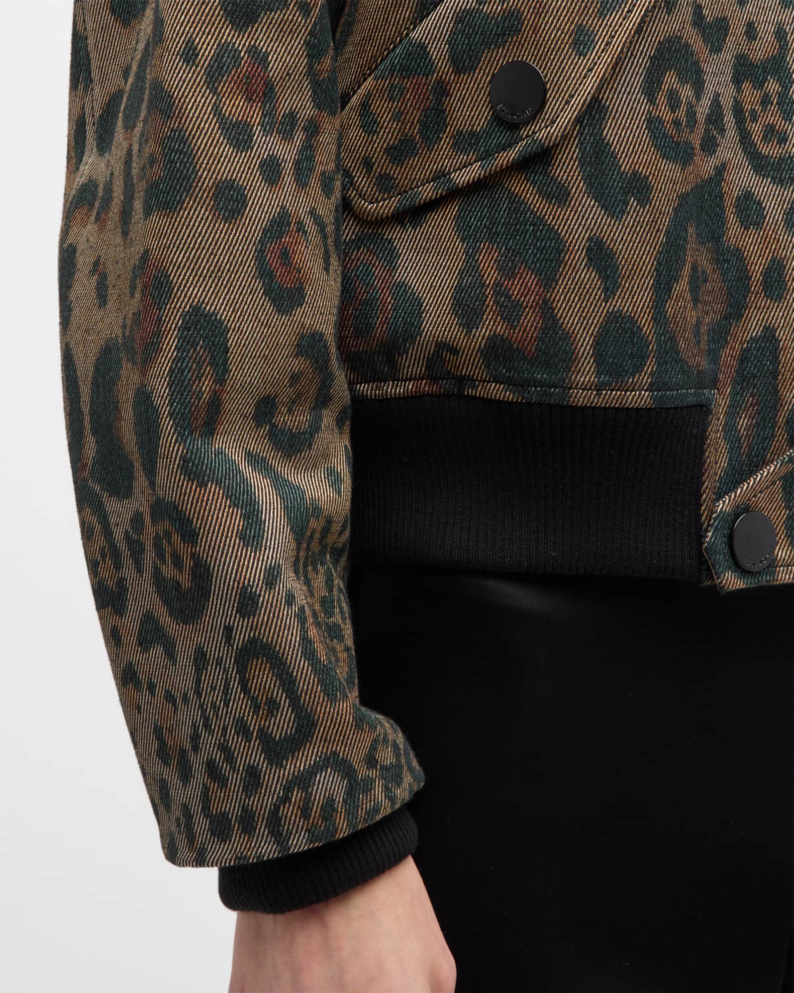St. John Leopard Twill Bomber Jacket | Neiman Marcus