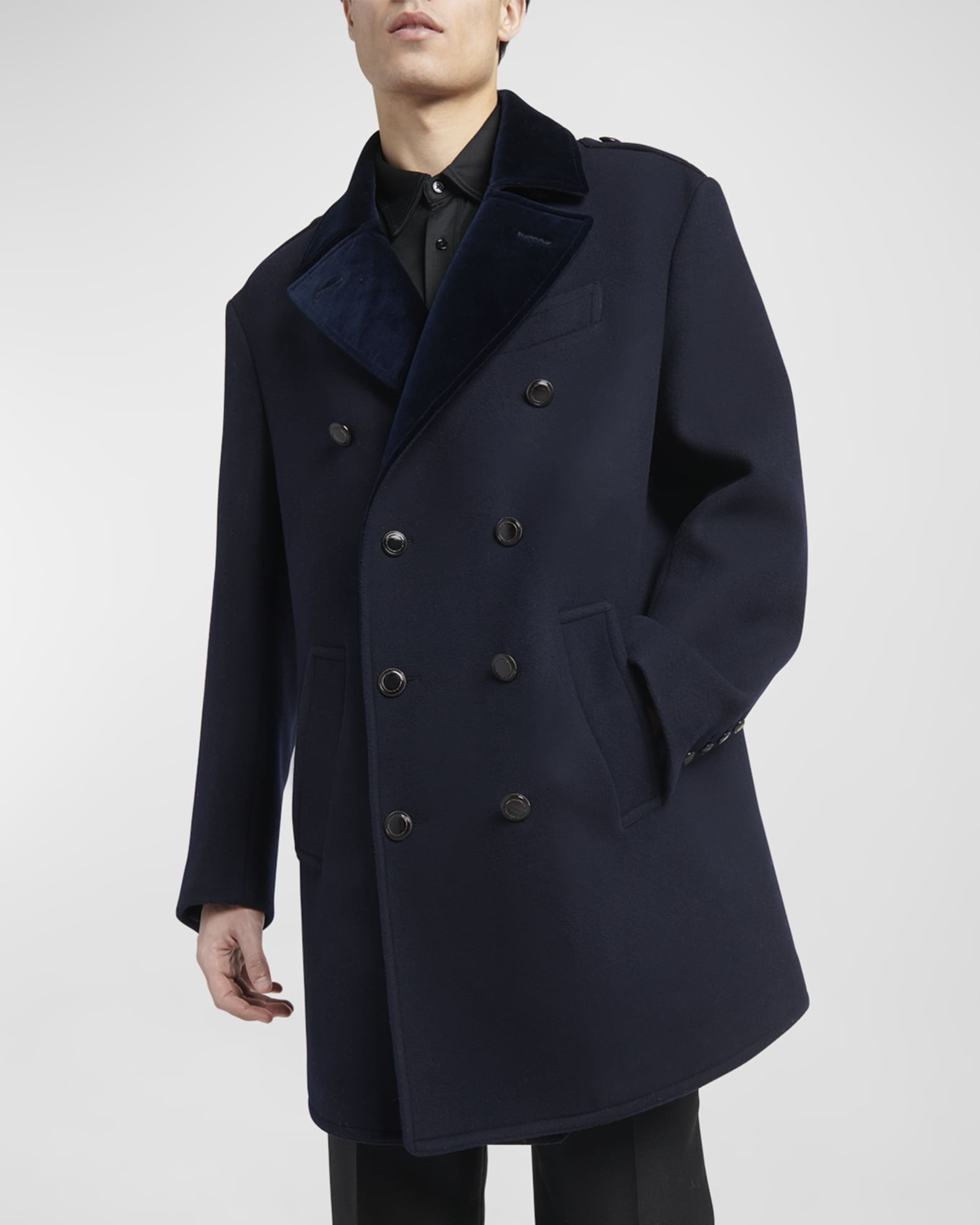 TOM FORD Men's Wool Felt Officer Peacoat | Neiman Marcus