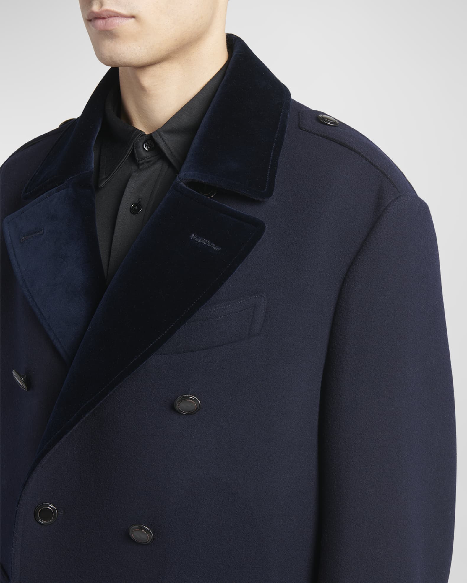 TOM FORD Men's Wool Felt Officer Peacoat | Neiman Marcus