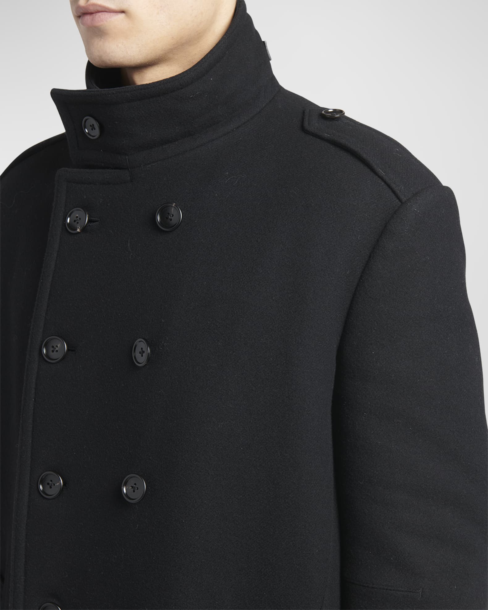 TOM FORD Men's Double-Breasted Funnel Overcoat | Neiman Marcus
