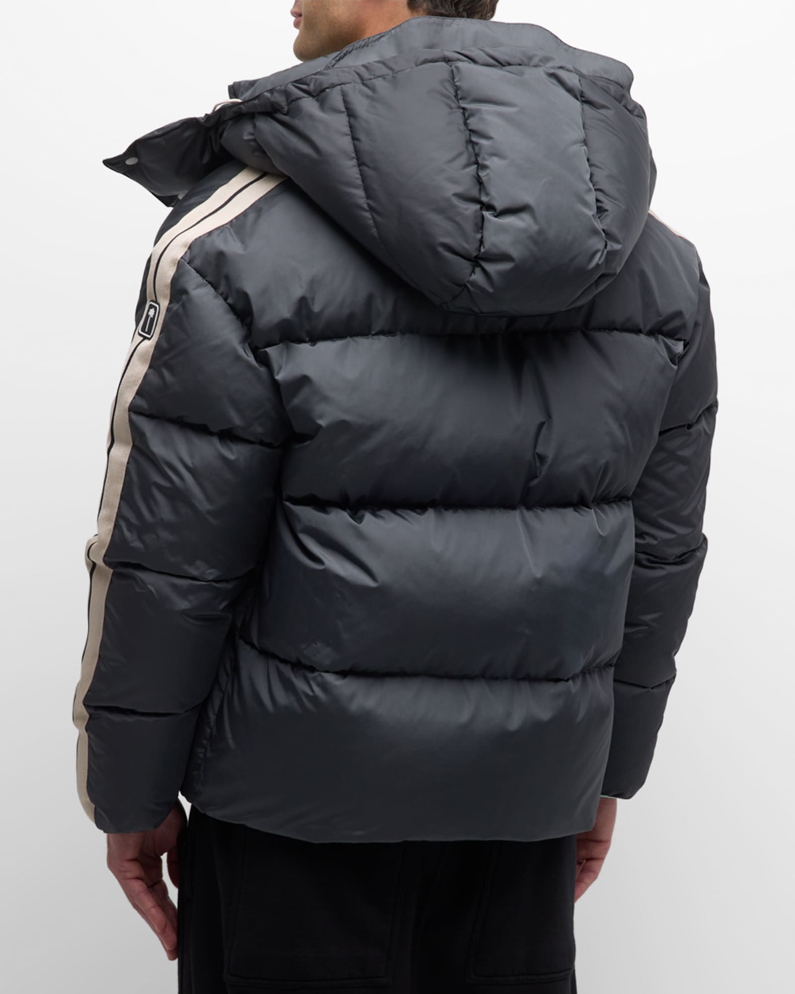 Palm Angels Men's Hooded Puffer Track Jacket | Neiman Marcus