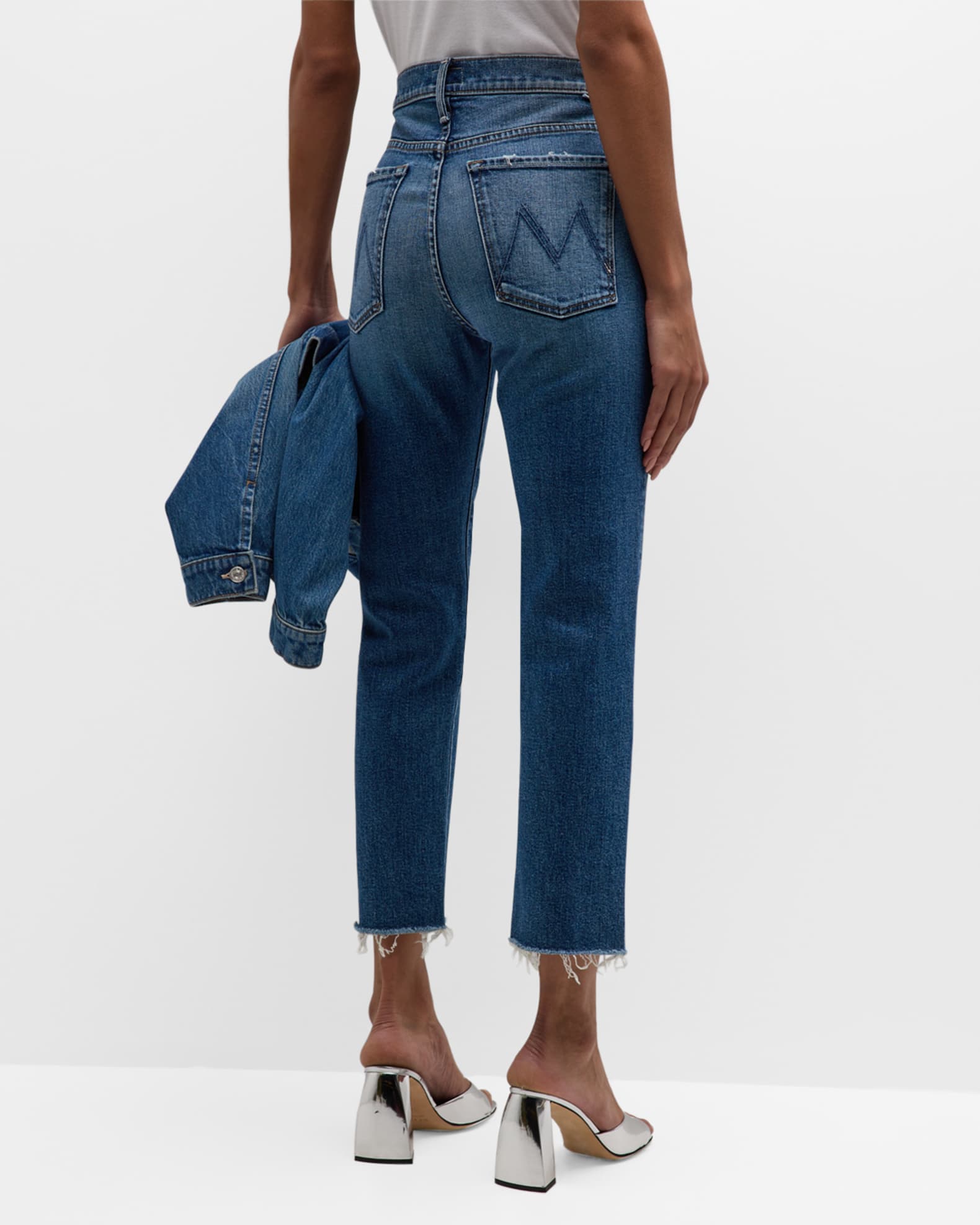 MOTHER The Scrapper Cuff Ankle Fray Jeans | Neiman Marcus