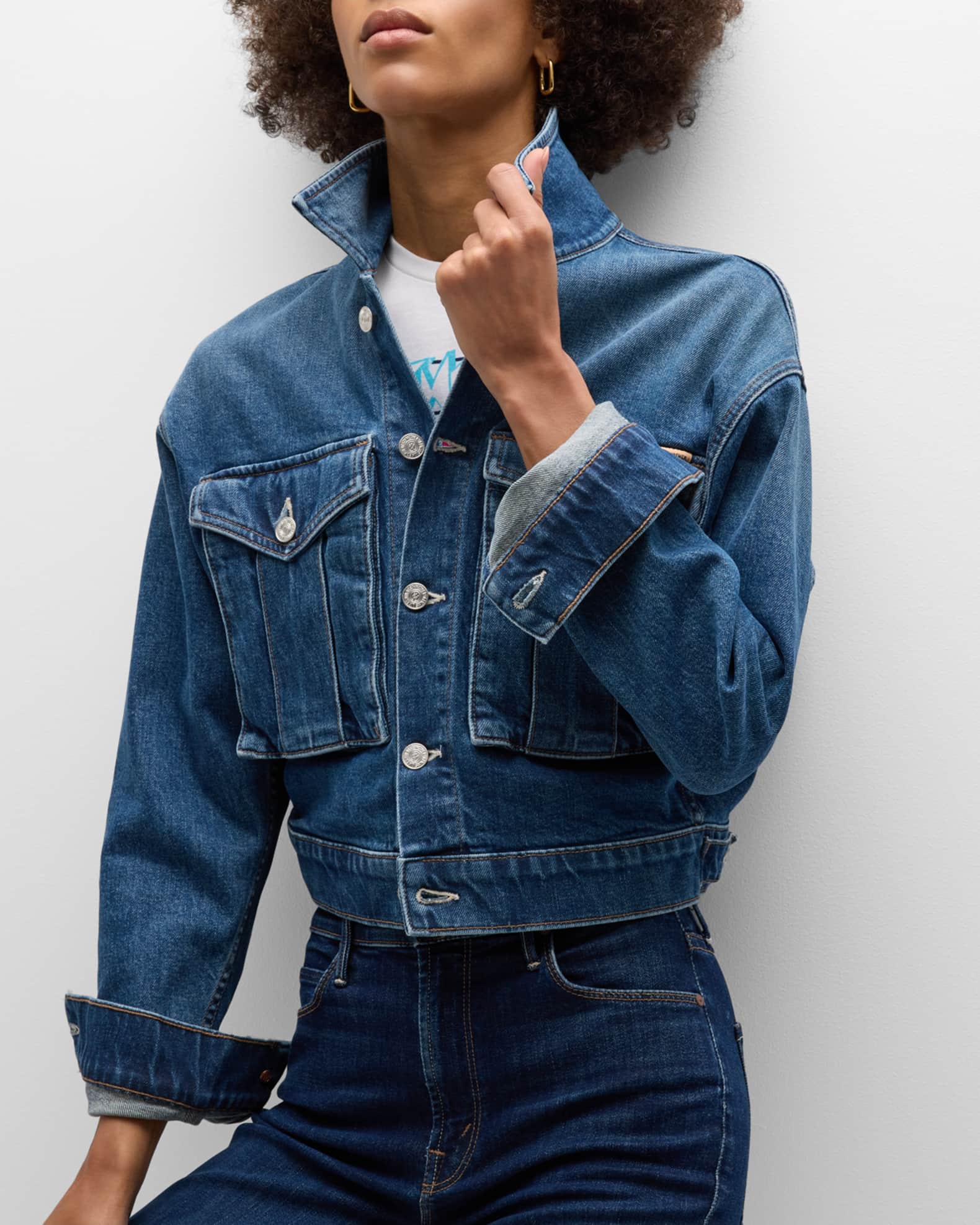 MOTHER The Out Of Pocket Denim Jacket | Neiman Marcus
