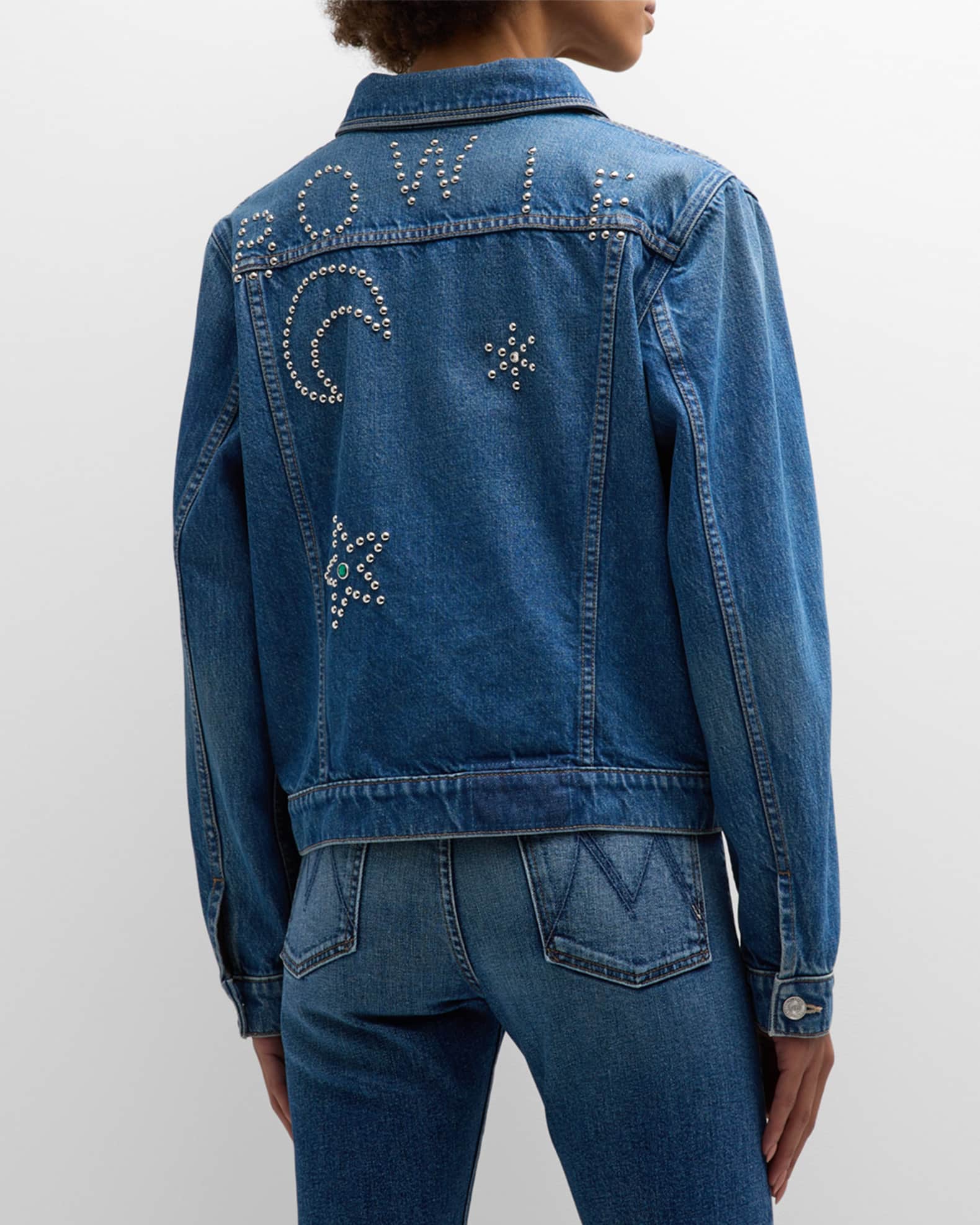 MOTHER Bowie x MOTHER The Bruiser Embellished Denim Jacket | Neiman Marcus