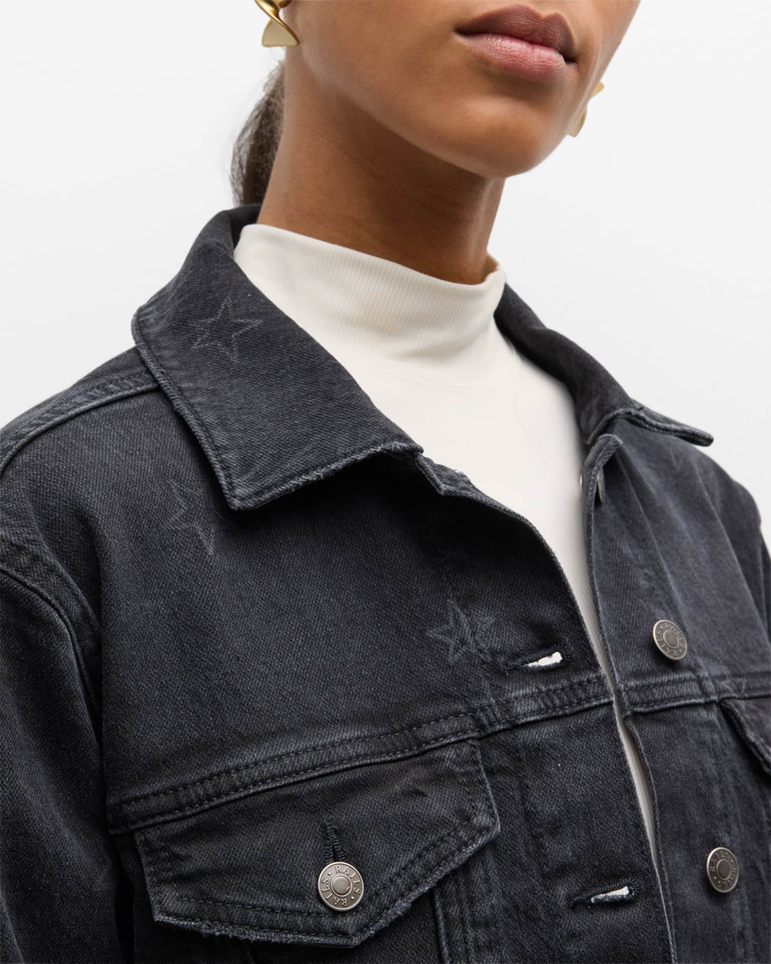 Rails Mulholland Star-Print Denim Trucker Jacket | Neiman Marcus