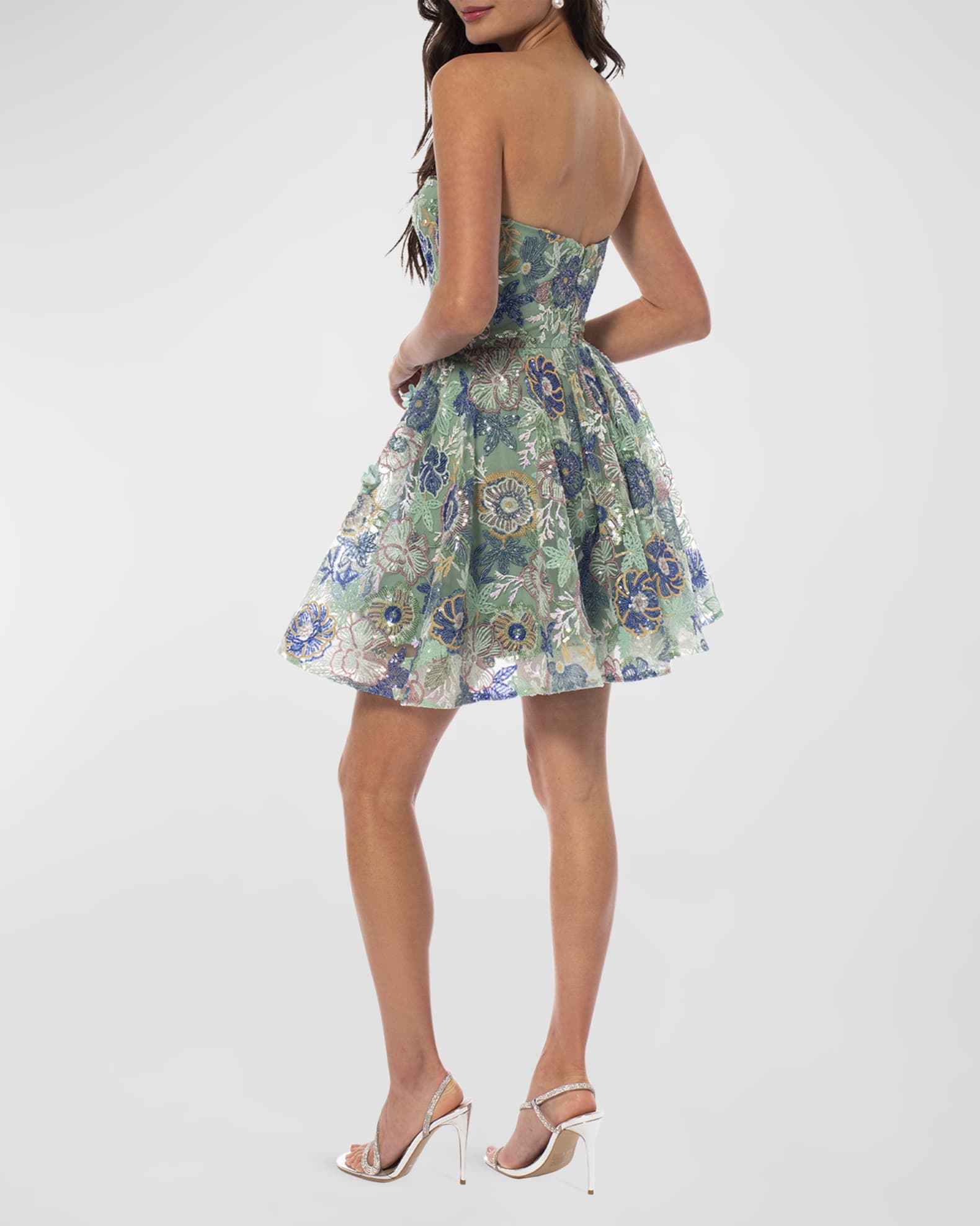 HELSI Avery Strapless Beaded Fit-&-Flare Mini Dress | Neiman Marcus