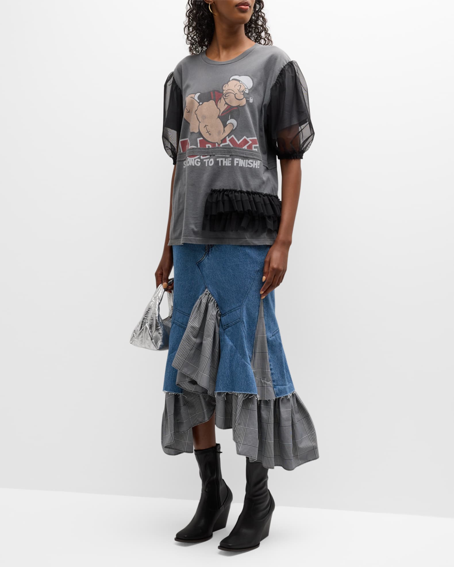 Rentrayage Opera Combo Puff-Sleeve Tee | Neiman Marcus