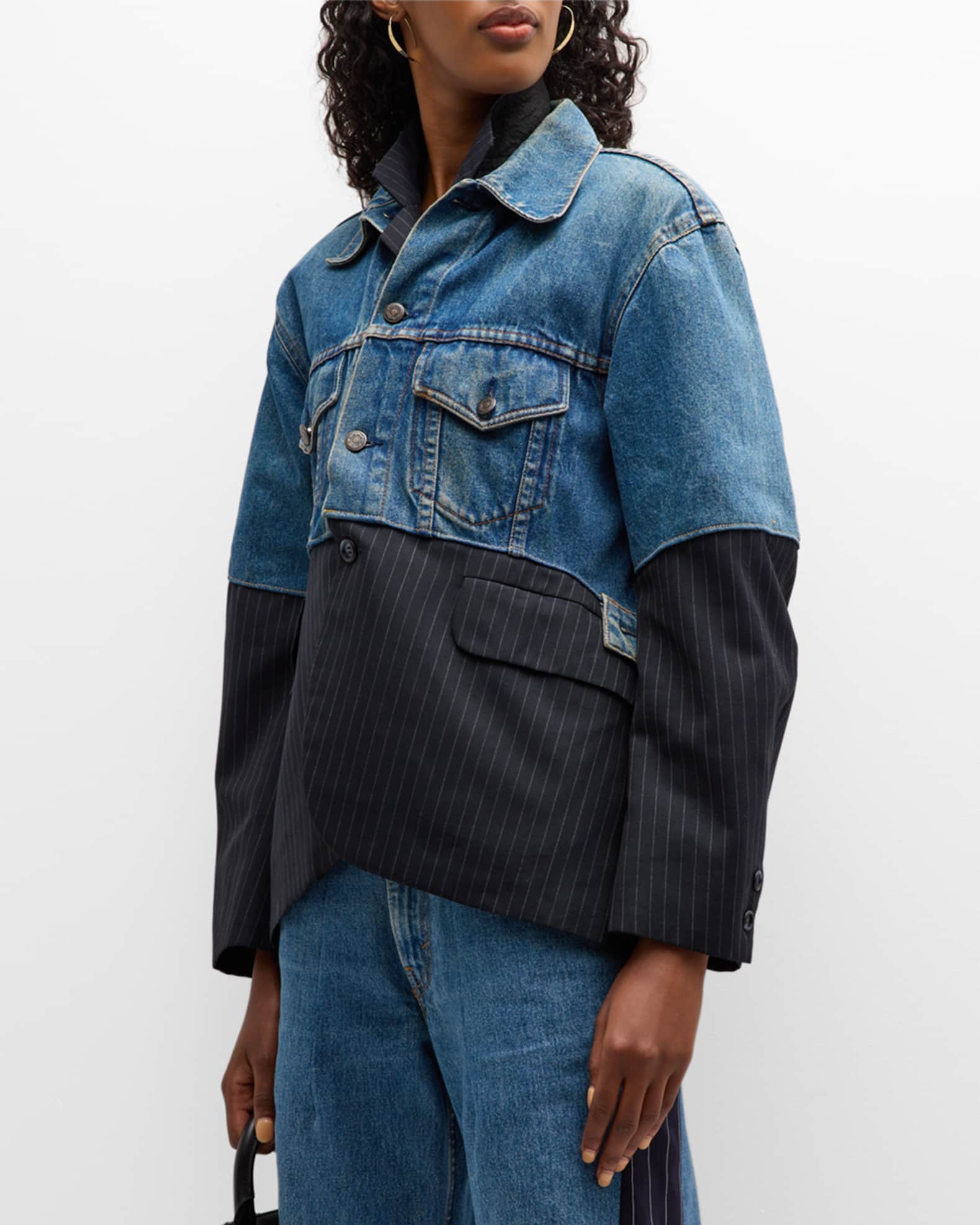 Rentrayage Truck Stop Combo Denim Tuxedo Jacket | Neiman Marcus