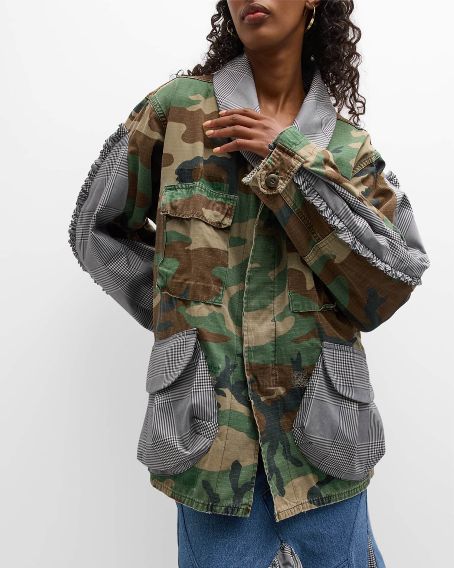 Rentrayage All Day All Night Camo and Plaid Utility Jacket | Neiman Marcus