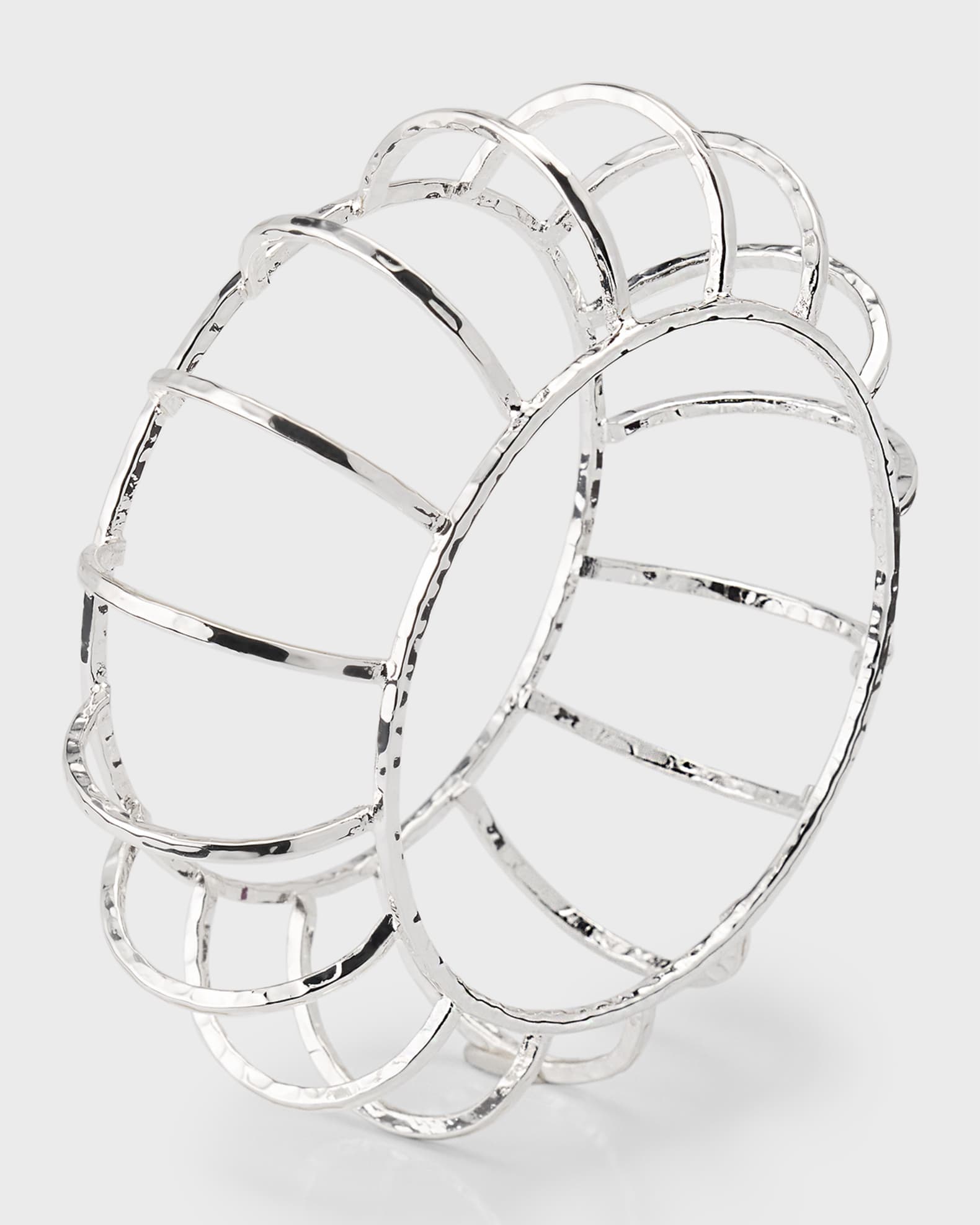 NEST Jewelry Hammered Silver-Plated Cage Cuff Bracelet | Neiman Marcus