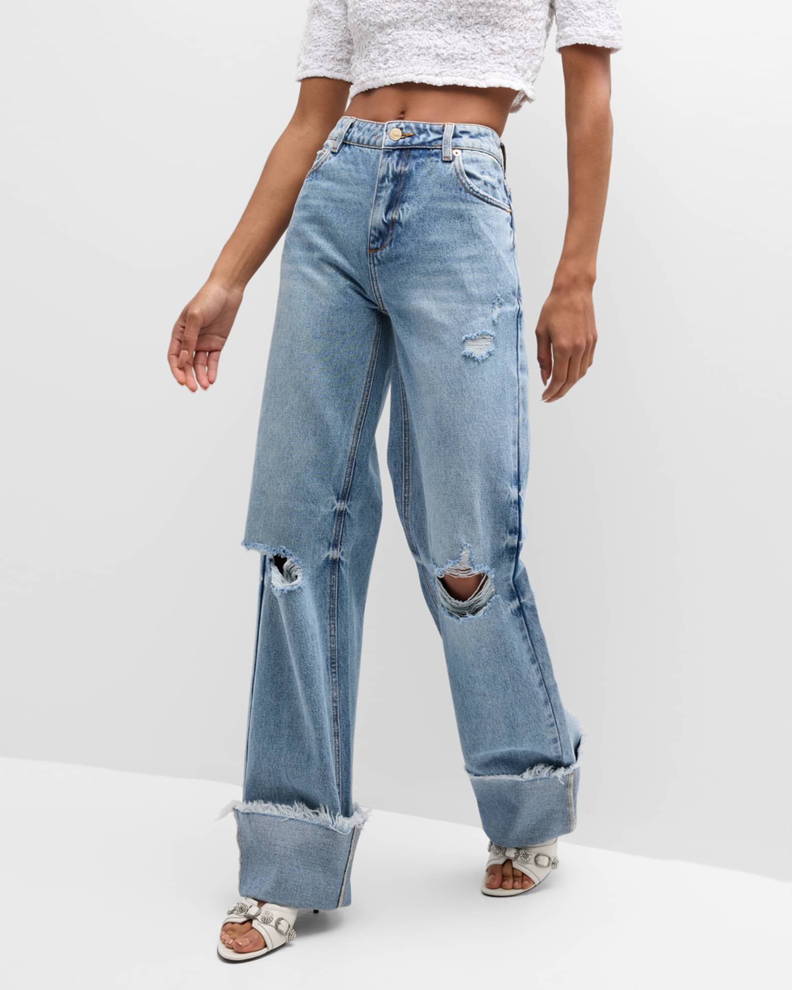 SER.O.YA Margot Cuffed Boyfriend Jeans | Neiman Marcus